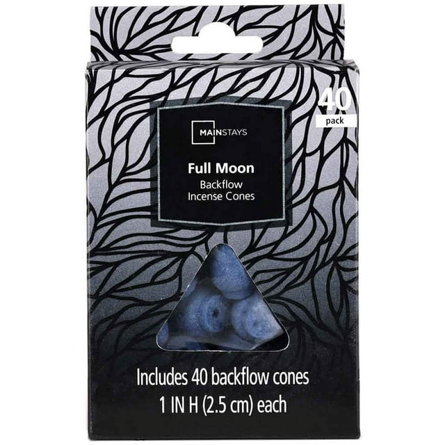 Mainstays Backflow Incense Cones, Full Moon Fragrance (Black), 40 Pack ...