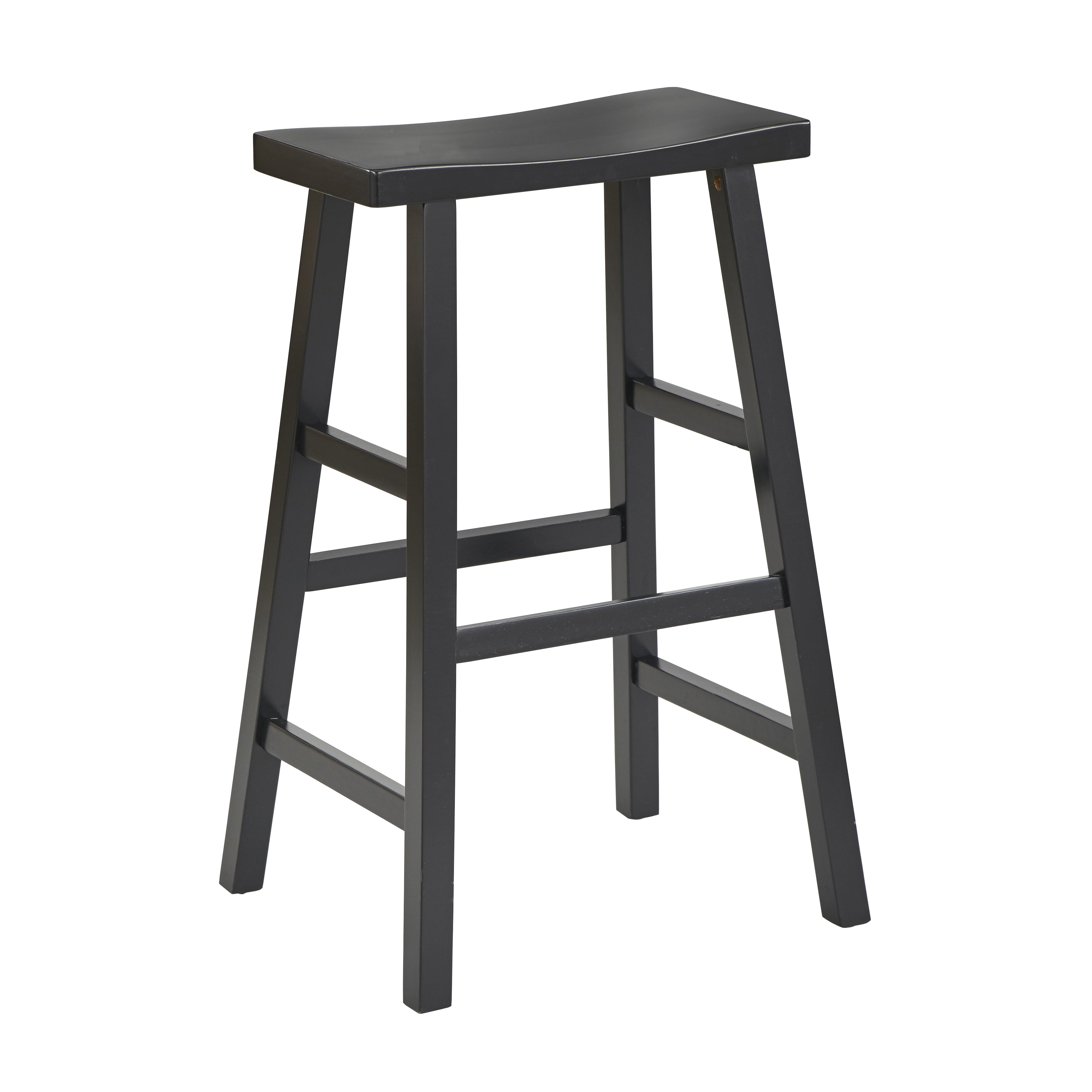 Mainstays Backless Saddle Seat Wood Stool, 24" High, Black Finish ...