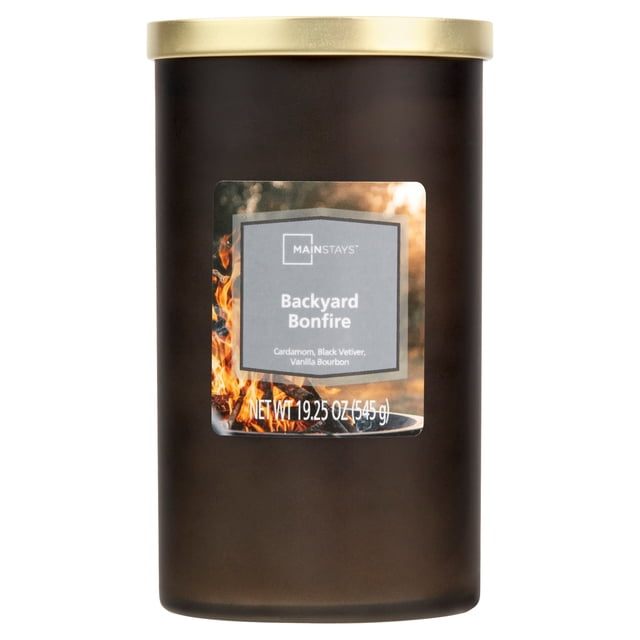 Mainstays Backyard Bonfire Scented Single-Wick Frosted Pillar Candle ...