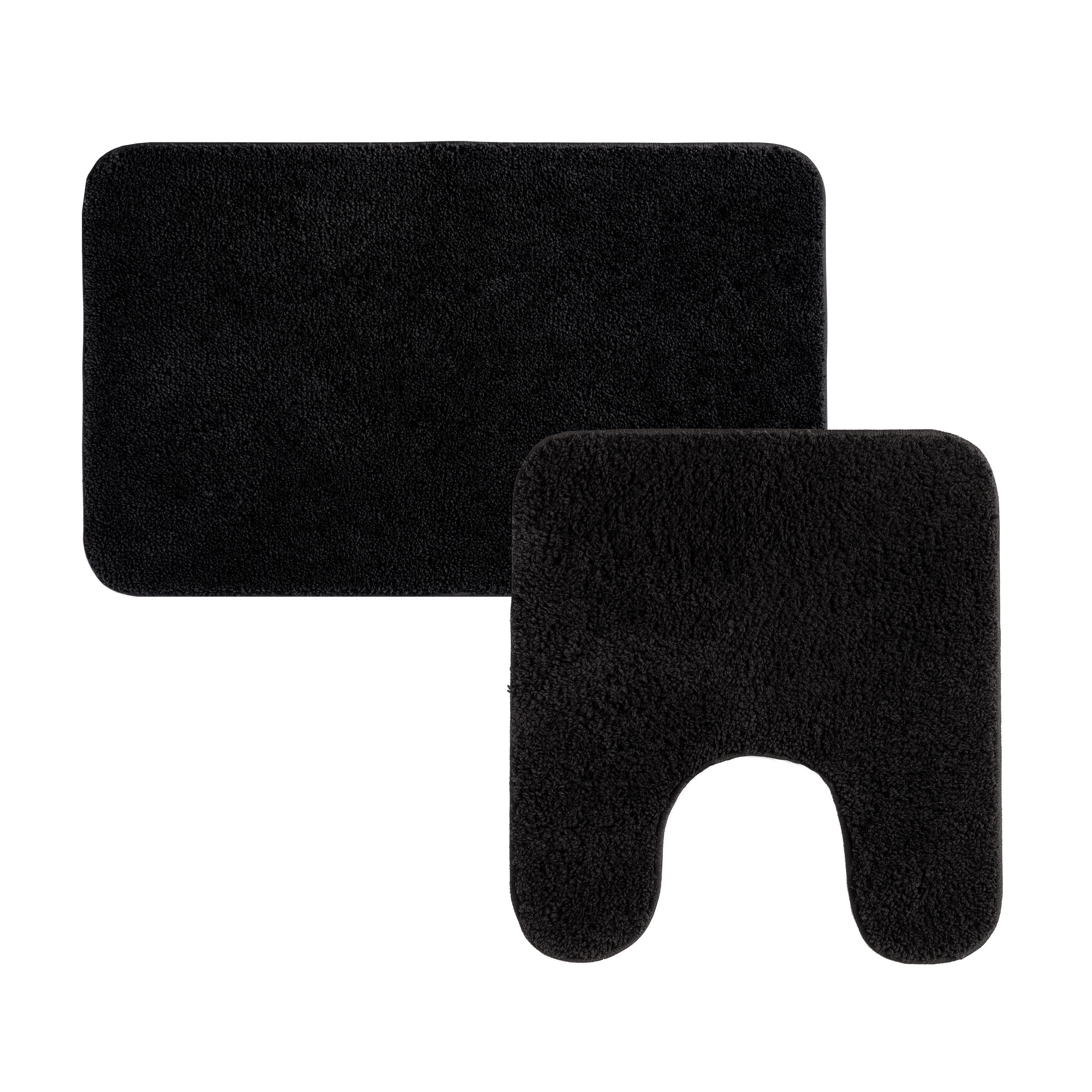 Mainstays 2 Piece Bath Rug Set 20x32 and Contour Rug Rich Black Plush ...