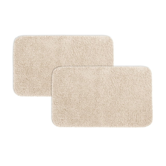 Mainstays Basic 2-Piece Polyester Bath Rug Set, 20" x 32", Tan ...