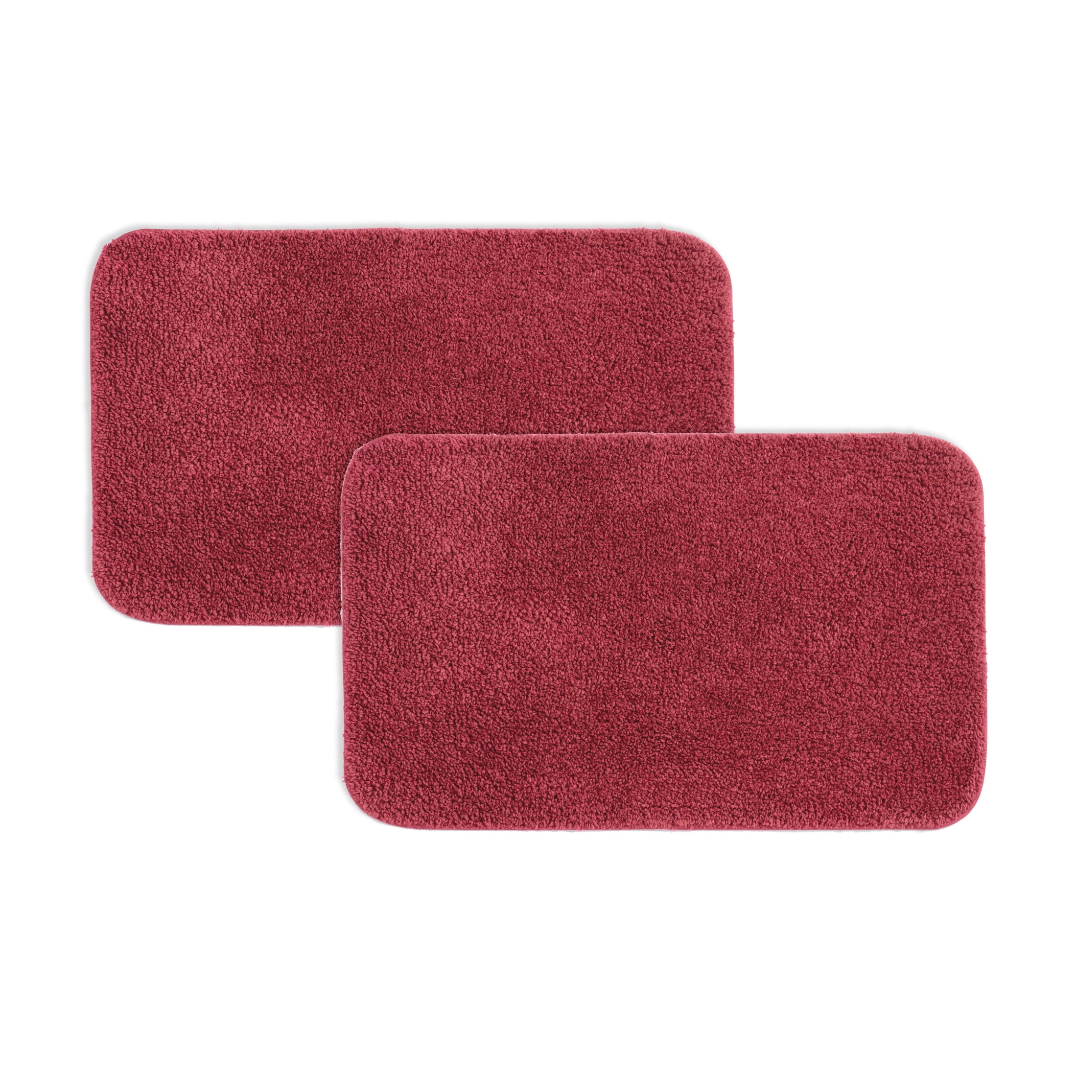 Mainstays 2 Piece Bath Rug Set Merlot Red 20x32 Polyester Non-Slip ...