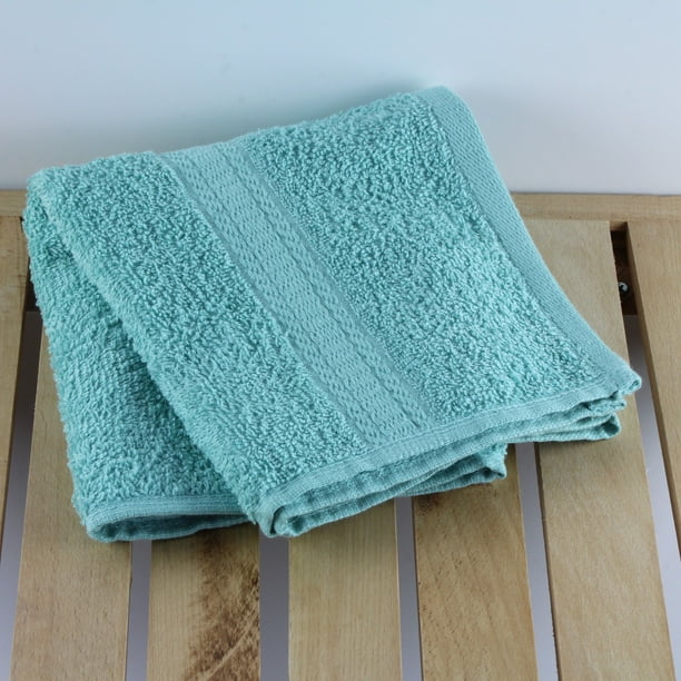 Mainstays Basic Bath Collection - Single Adult Hand Towel, Solid Aqua ...