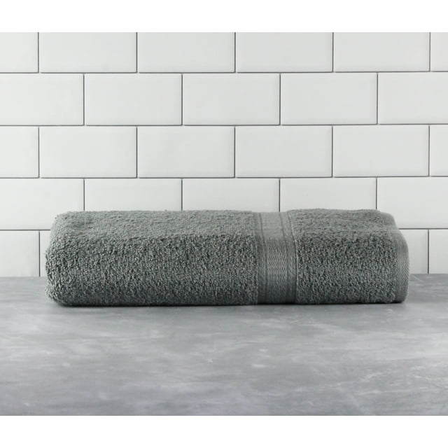 Mainstays Basic Bath Collection - Single Bath Towel, Solid Grey ...