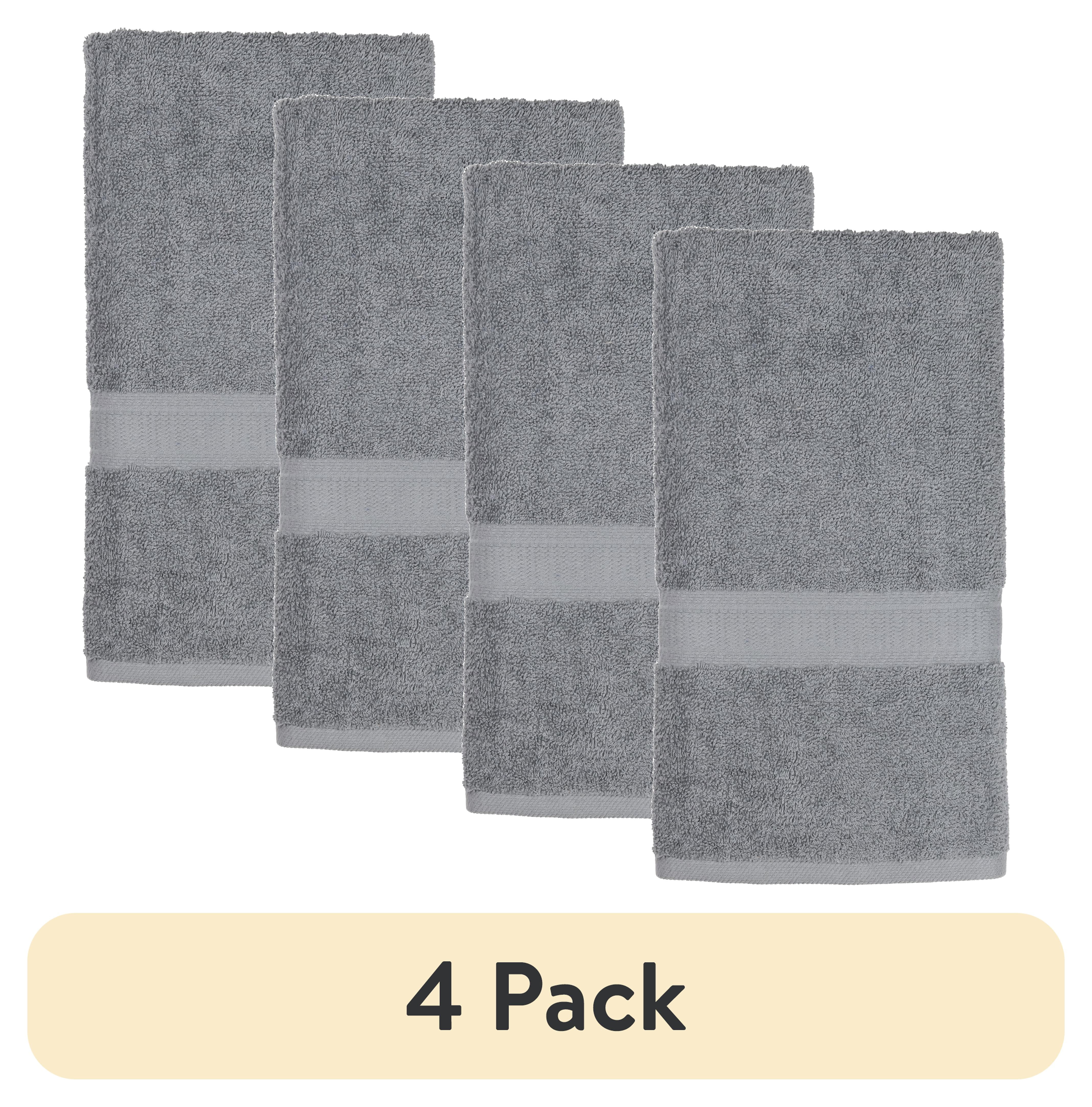 (4 pack) Mainstays Basic Bath Collection - Single Hand Towel, Solid ...