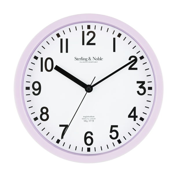Mainstays Basic Indoor 8.78" Lavender Analog Round Modern Wall Clock ...