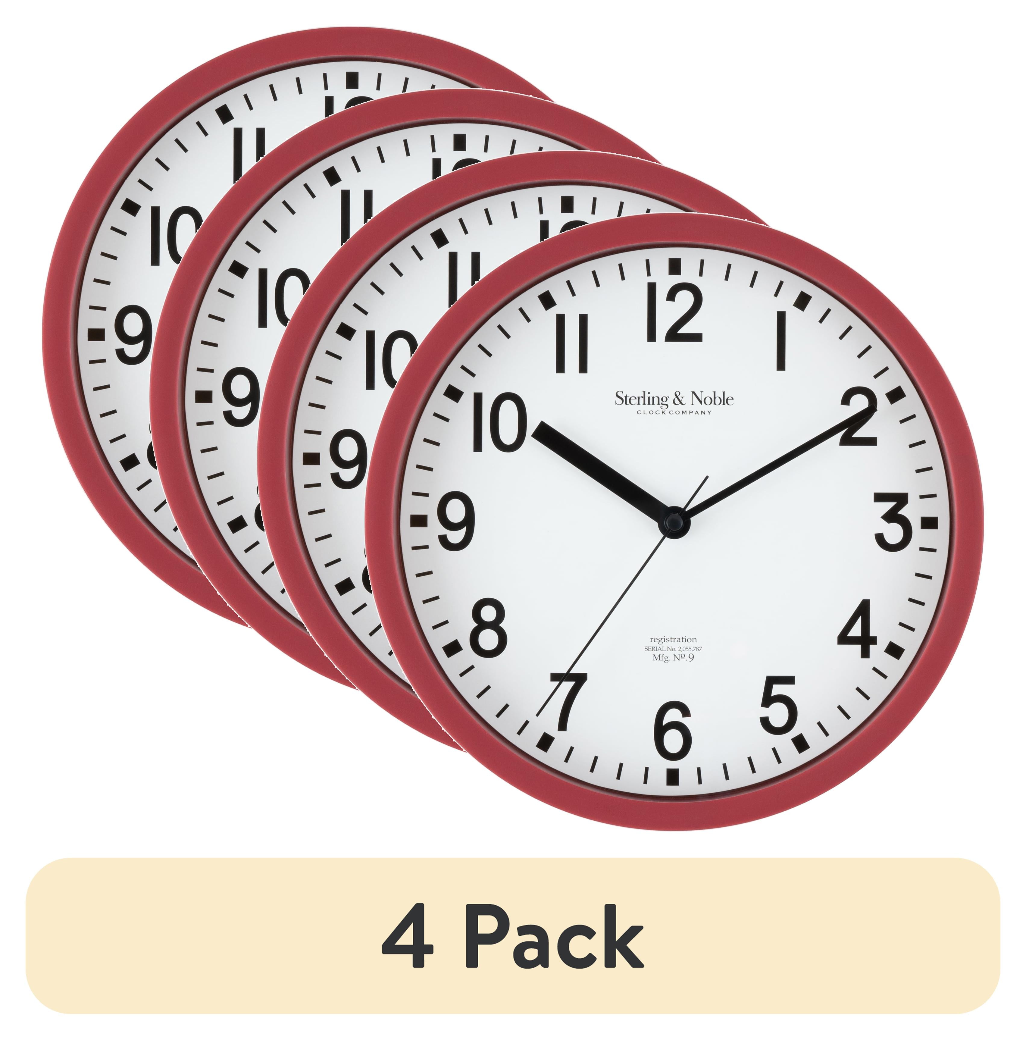 (4 pack) Mainstays Basic Indoor 8.78" Red Analog Round Modern Wall ...