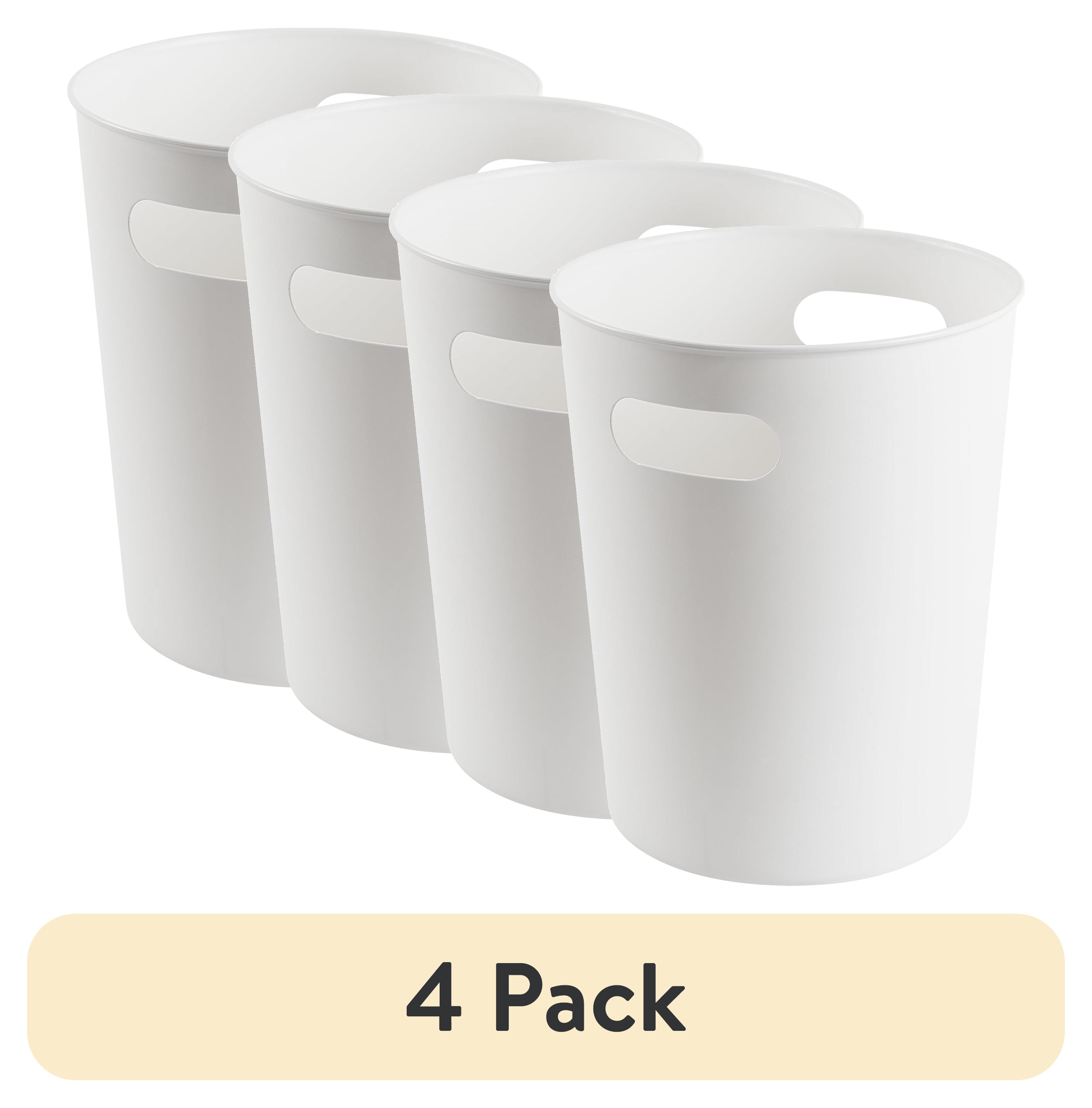 (4 pack) Mainstays Basic Plastic 2.64 Gallon Wastebasket in White for ...