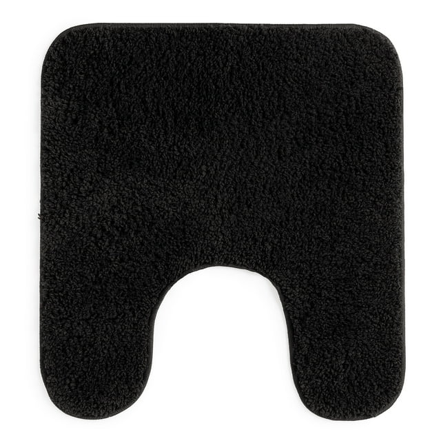 Mainstays Basic Polyester 20" x 22" Contour Bath Rug, Black - Walmart.com