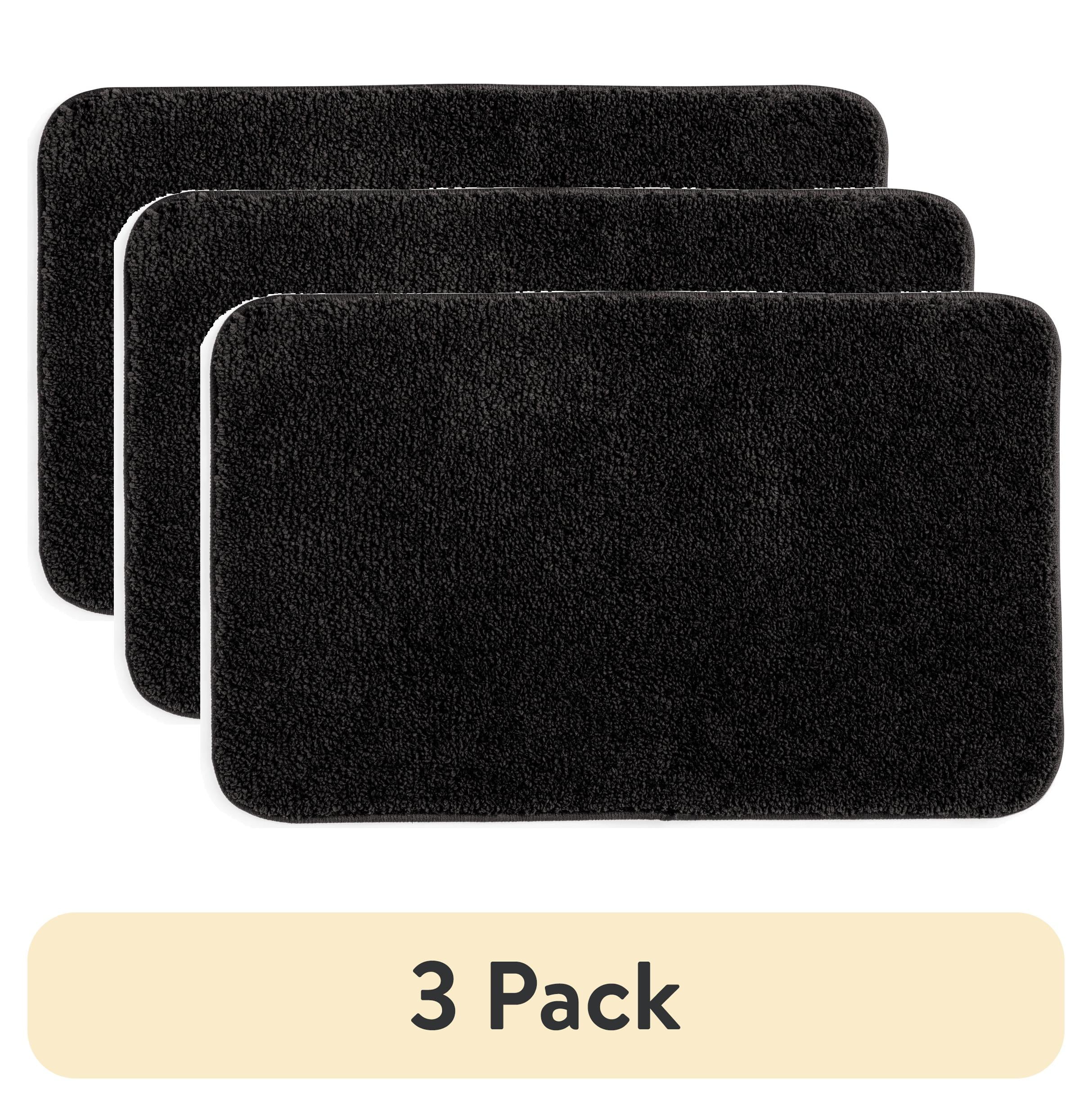 (3 pack) Mainstays Basic Polyester 20" x 32" Bath Rug, Black - Walmart.com