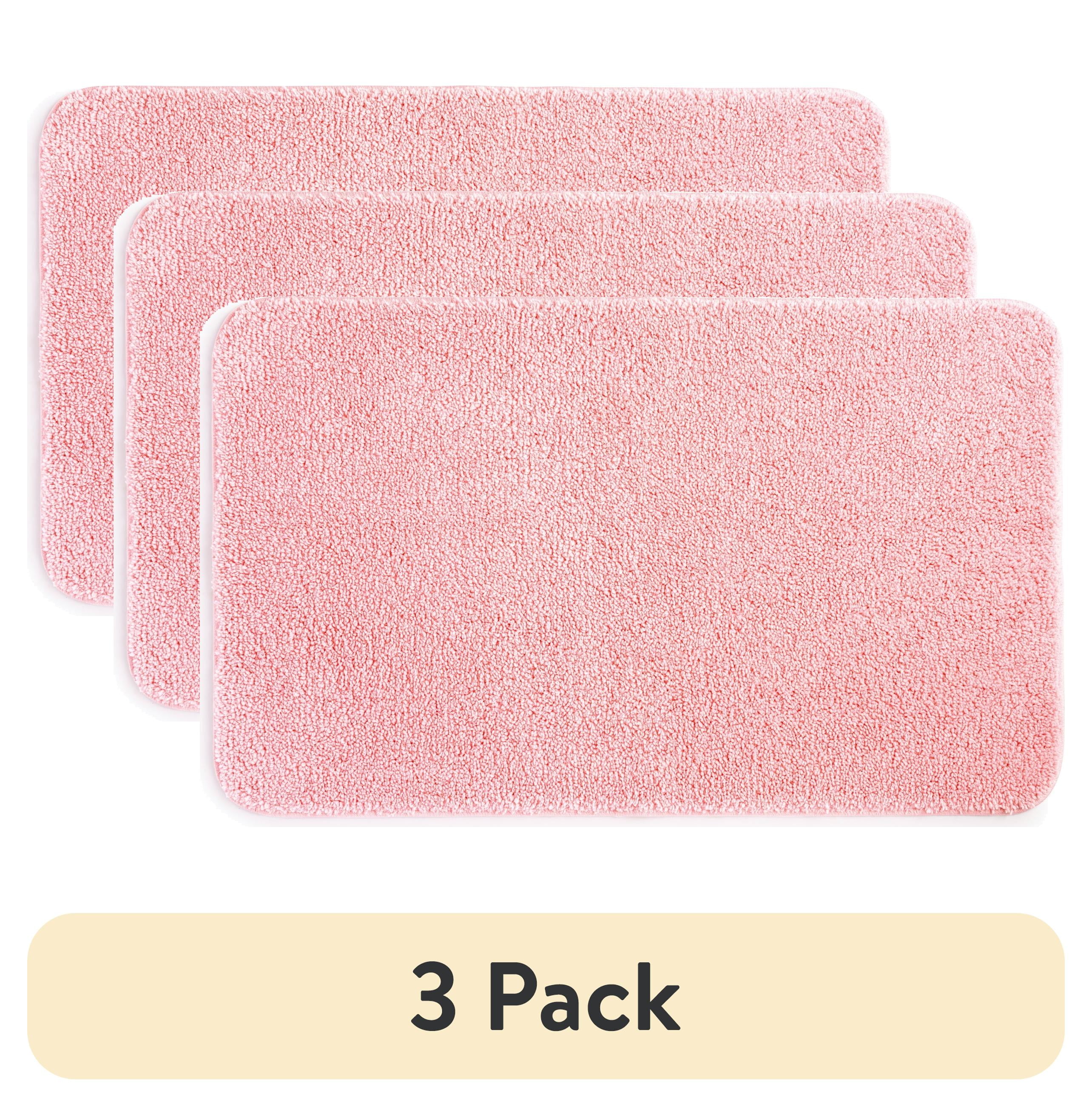 (3 pack) Mainstays Basic Polyester 24" x 40" Large Bath Rug, Pink ...