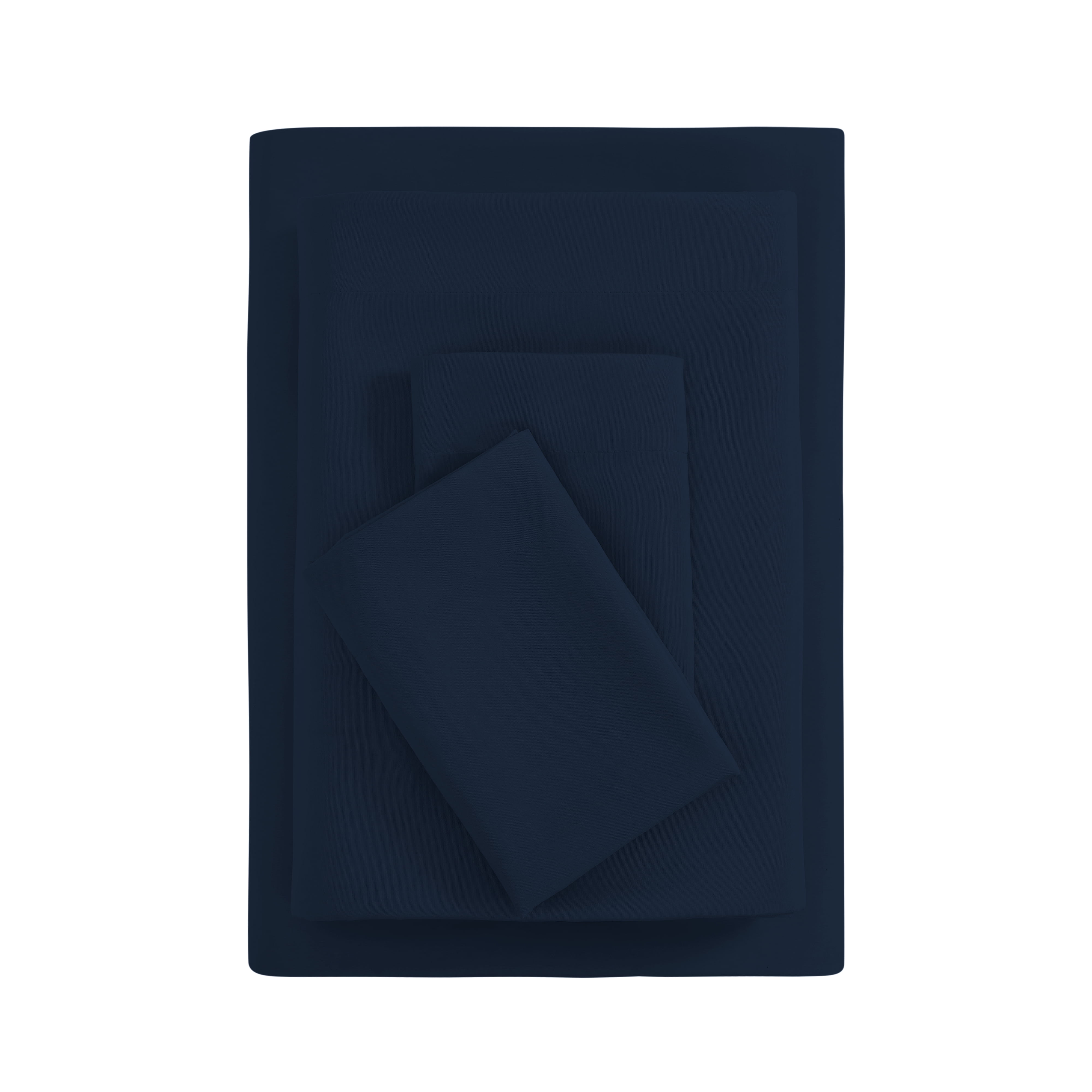 Mainstays Basic Value Microfiber Bed Sheet Set, Navy Blue, King, 4 ...