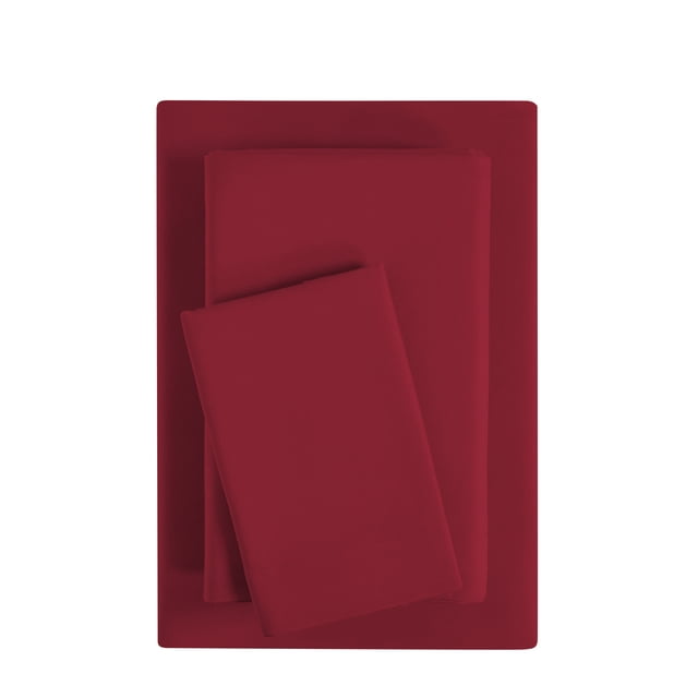 Mainstays Basic Value Microfiber Bed Sheet Set, Red Sedona, Twin, 3 ...