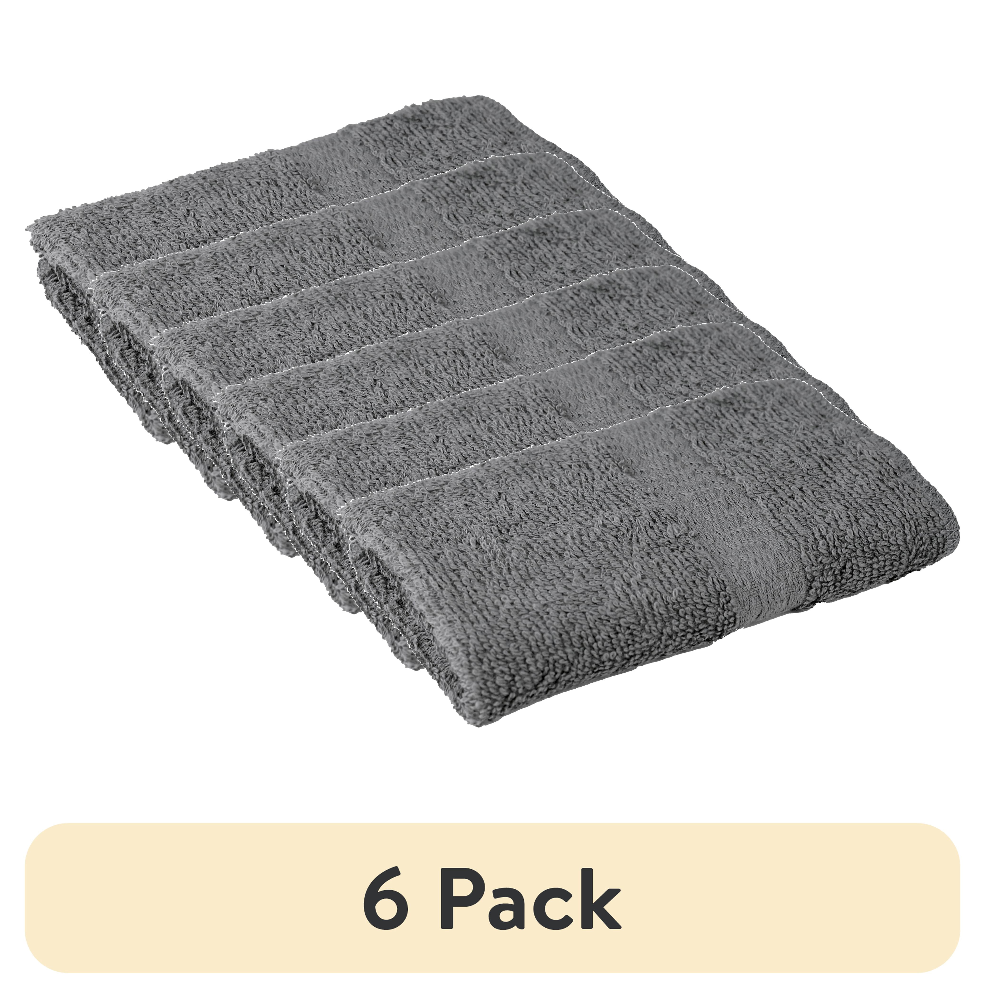 (6 pack) Mainstays Basic Wash Cloth, Grey, 12x12 - Walmart.com