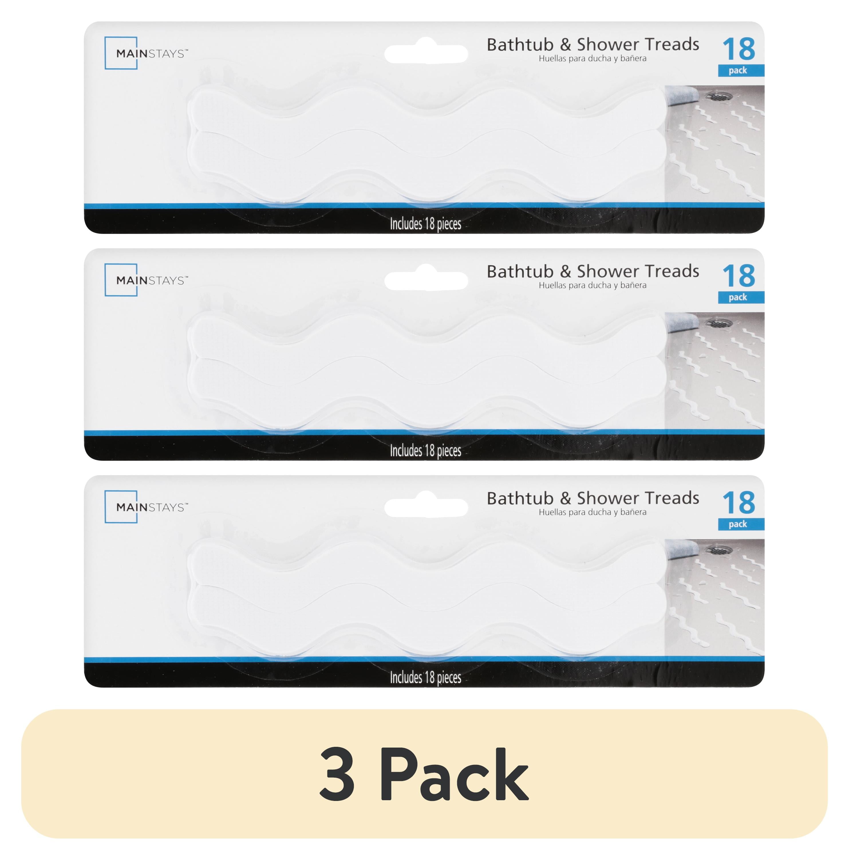(3 pack) Mainstays Bathtub & Shower Non-Slip Treads, White 18 Piece ...