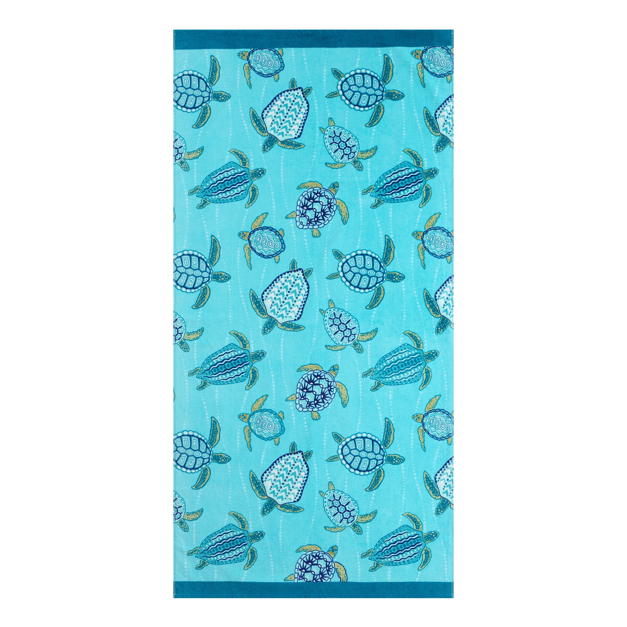 Mainstays Beach Collection Sea Turtles Cotton-Blend Beach Towel ...