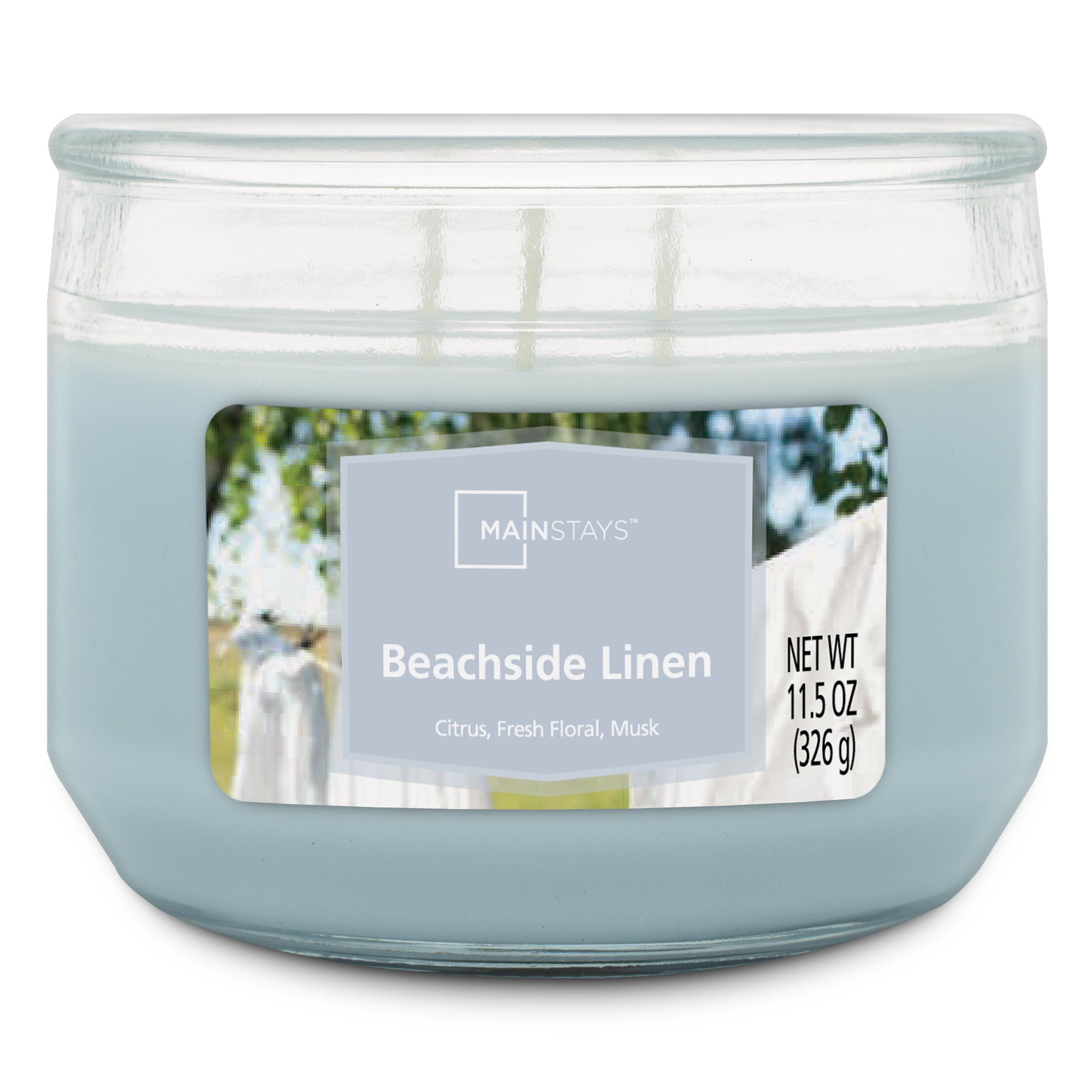Mainstays Beachside Linen Scented 3 Wick Candle - 11.5 oz. - Walmart.com