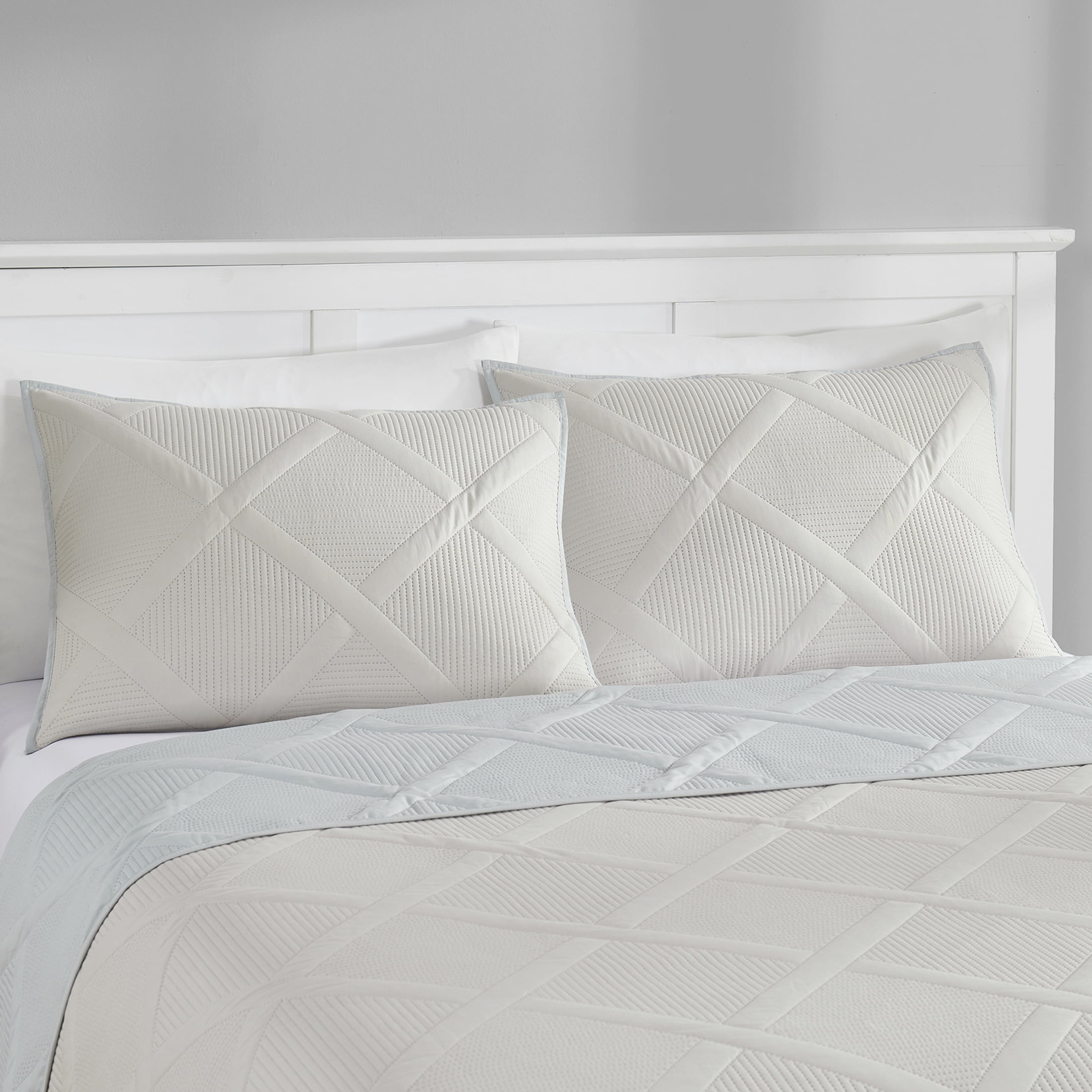 Mainstays Beige Diamond Reversible Microfiber Pillow Shams - Walmart.com