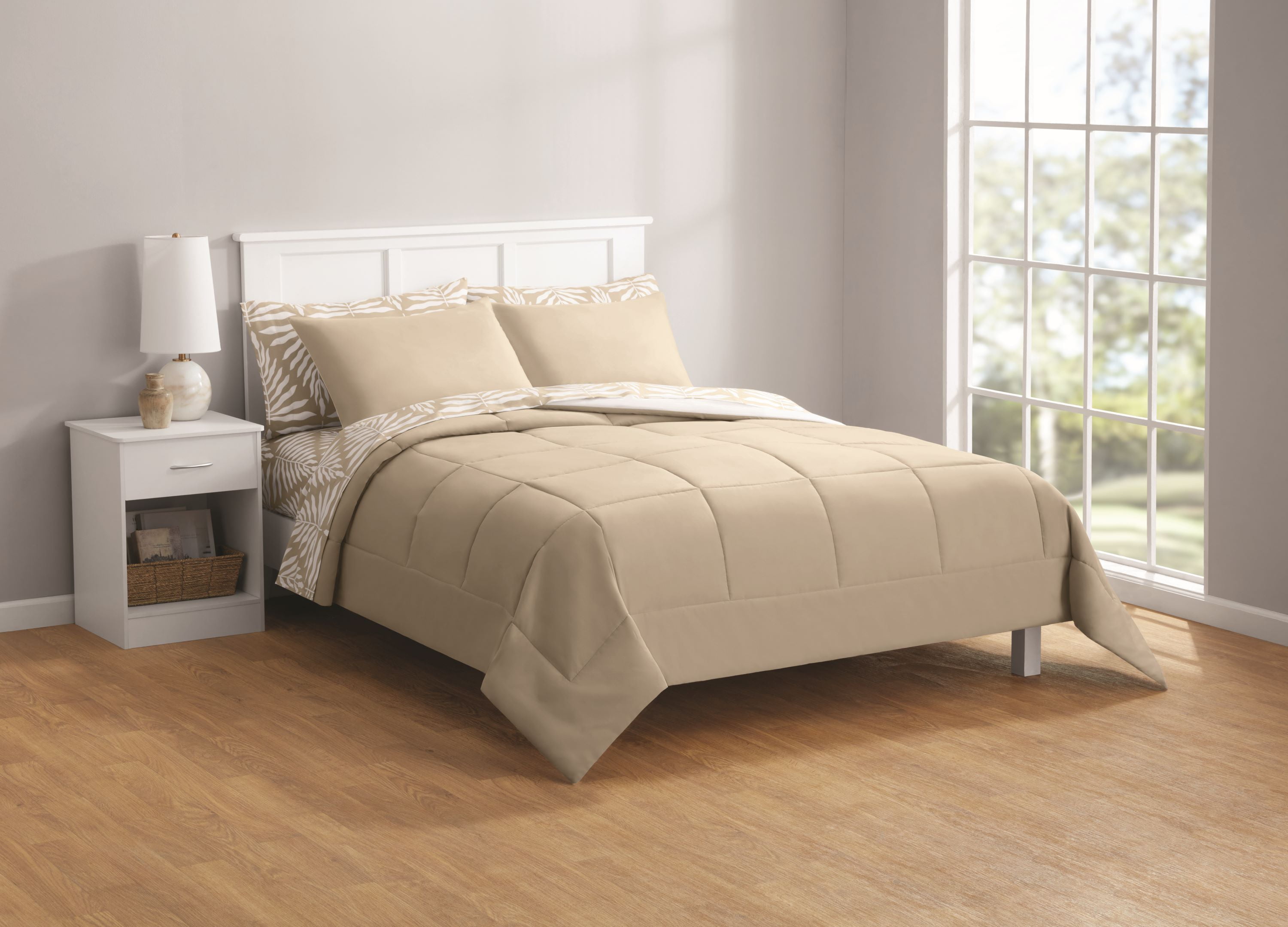 Mainstays 7 Piece Reversible Bed in a Bag Comforter Set with Sheets ...