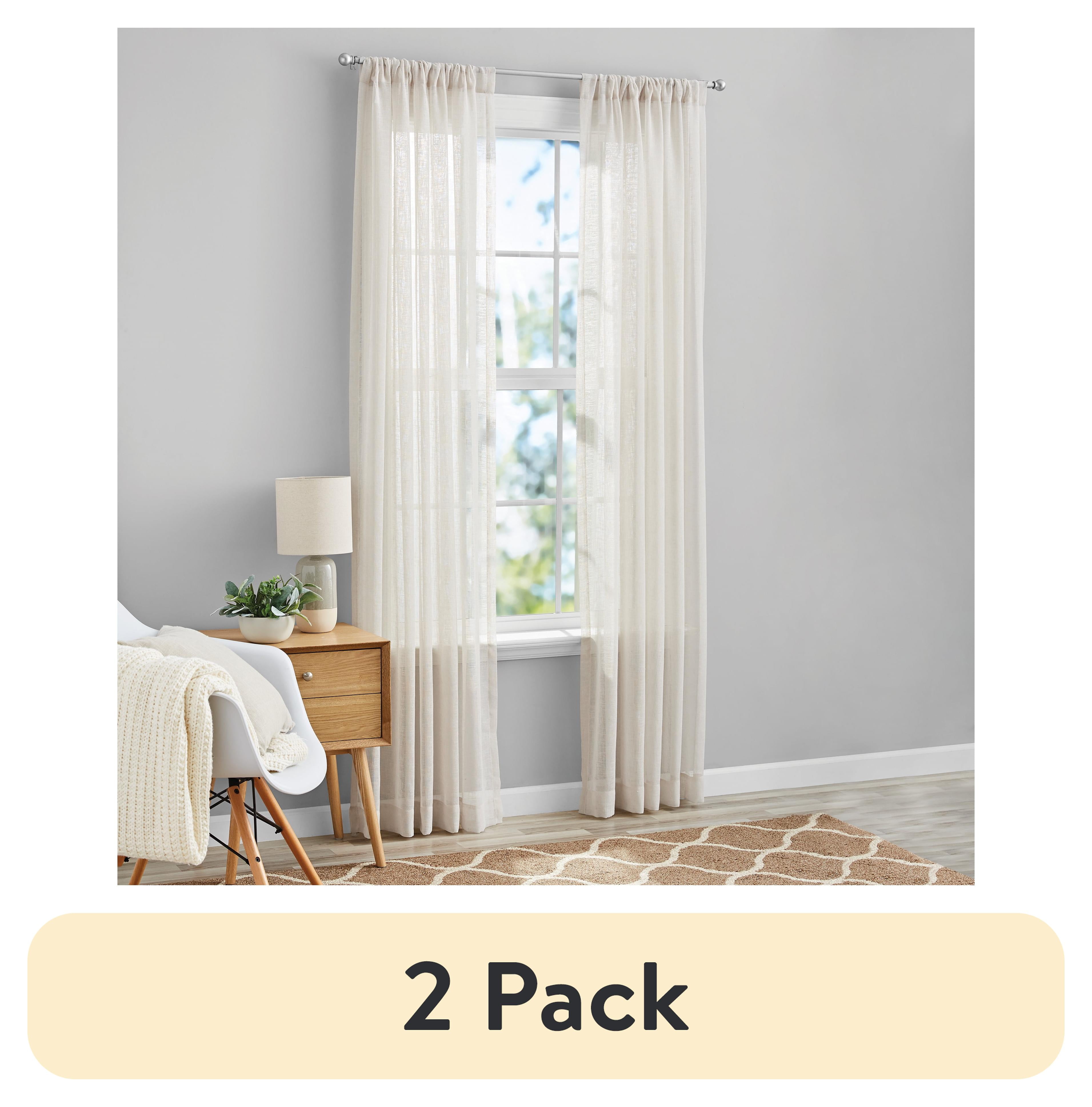 (2 pack) Mainstays Bel Air Sheer Wide Single Curtain Panel, Beige, 50 ...