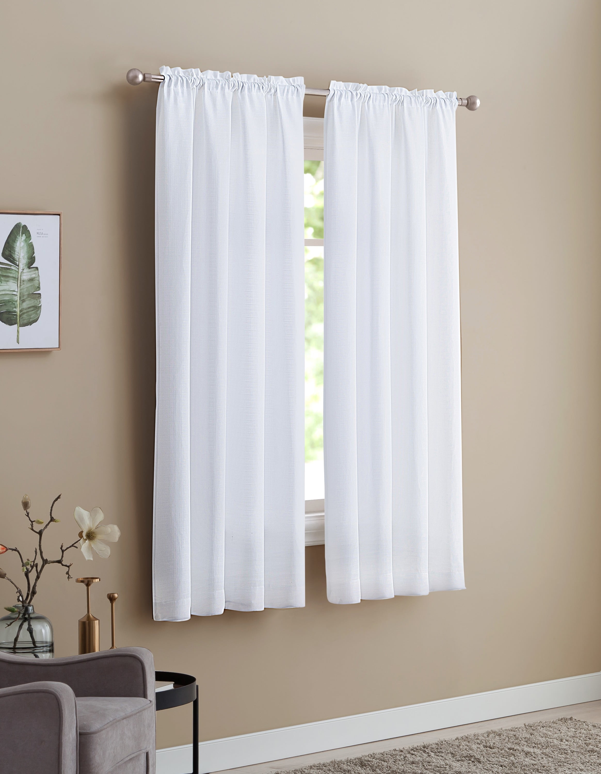 Mainstays Bennett Textured Curtain, White 63 inch, Set of (2) - Walmart.com