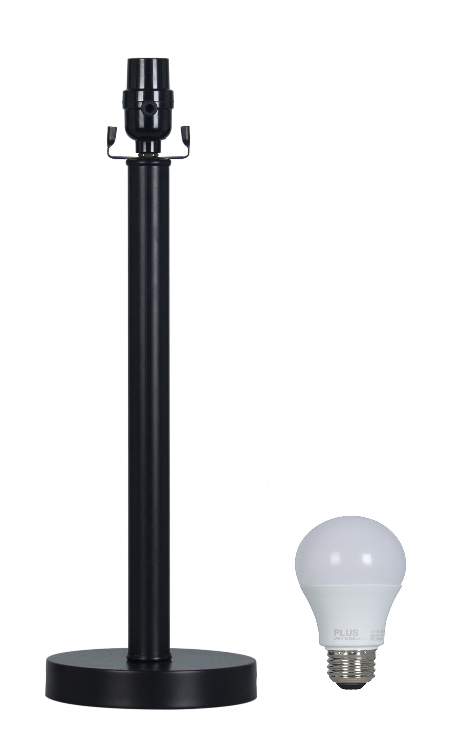 Mainstays Black 18.75" USB Column Table Lamp Base with LED Bulb ...
