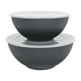 Mainstays Black 4-Piece Recycled Plastic Serve Bowl Set with Ribbed ...