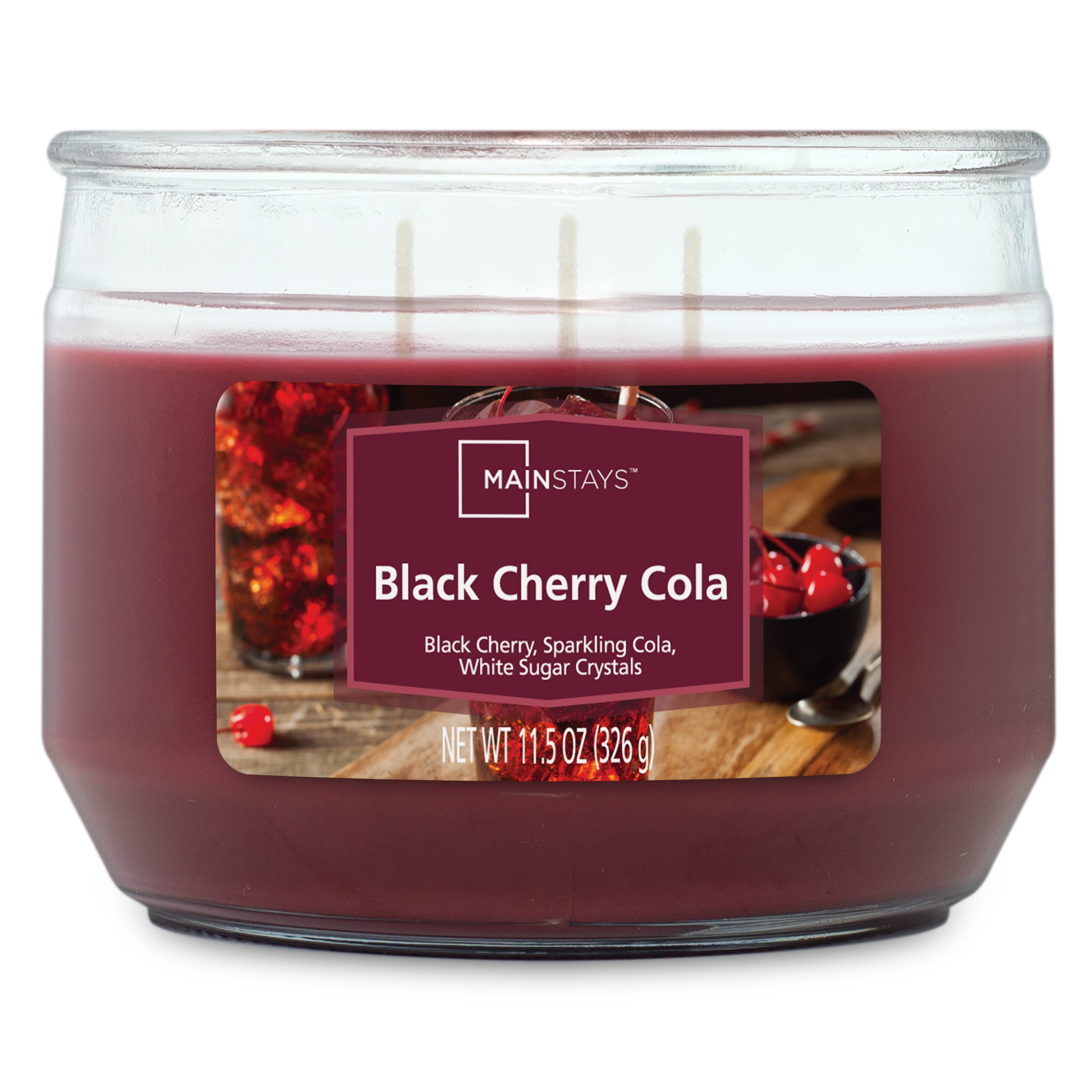 Mainstays Black Cherry Cola Scented 3 Wick Candle 11.5 oz Fragrance ...