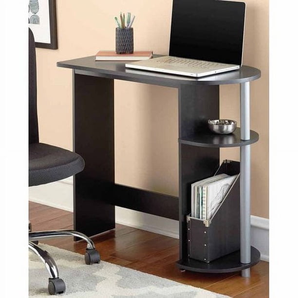 Mainstays Black Computer Desk with Built-in Shelves - Walmart Business ...