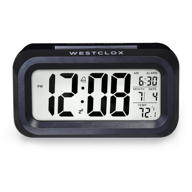 Mainstays Black Digital Alarm Clock with LED Backlight and Easy-to-Read ...