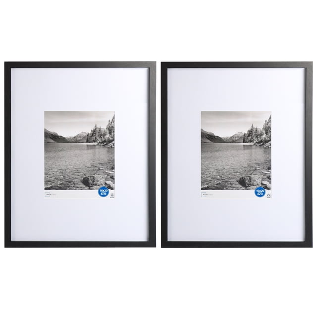 Mainstays Black Gallery 2 PC Frame Set, Matted for 8"x10" Pictures ...