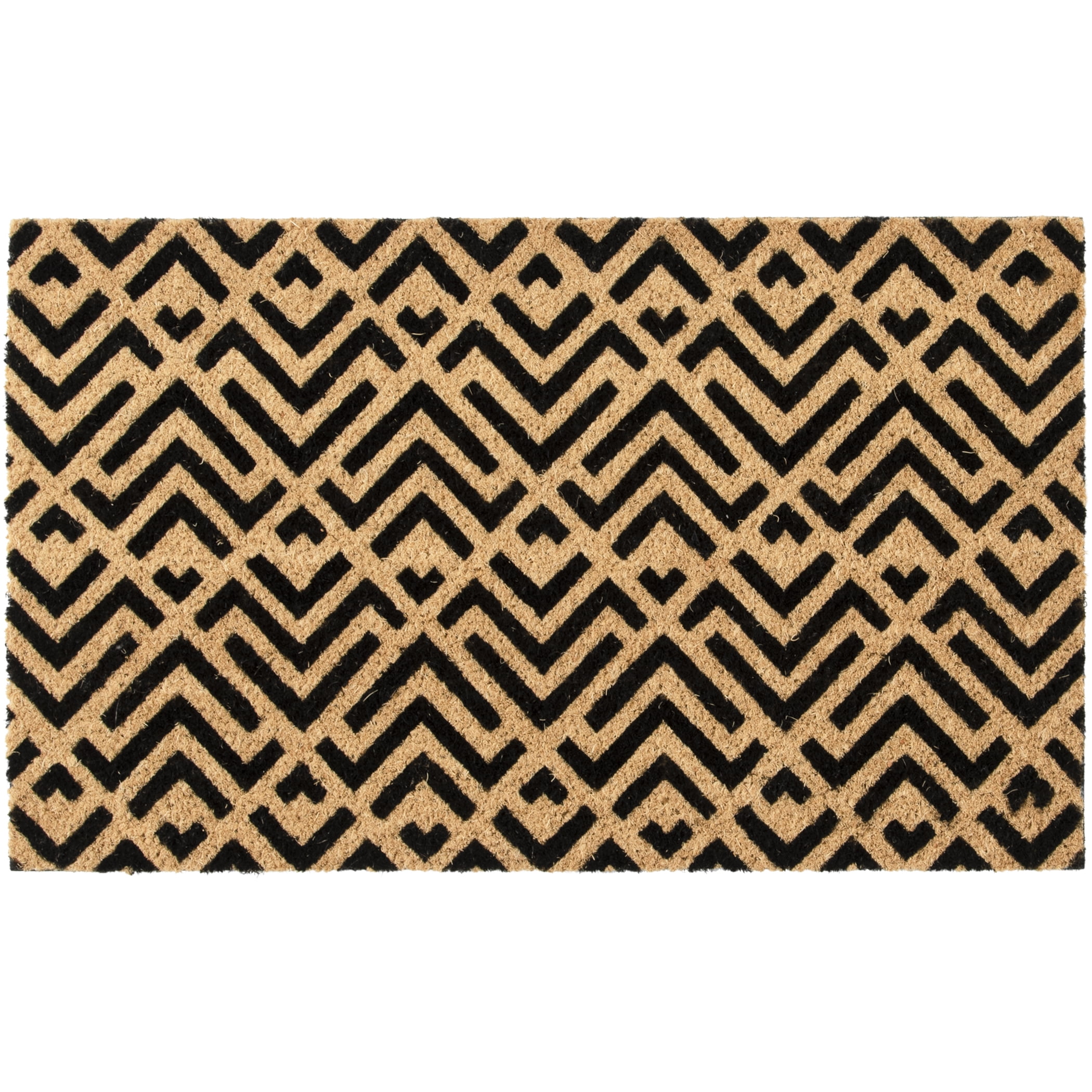 Mainstays Geometric Triangle Pattern Black Coir Outdoor Doormat 18x30 ...