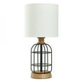 Mainstays Black Metal Cage Table Lamp with Wood Accents and Drum Shade ...