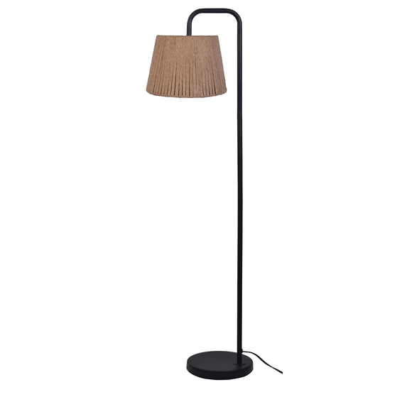 Open Box Mainstays Black Metal Floor Lamp with Natural Rope Shade for ...