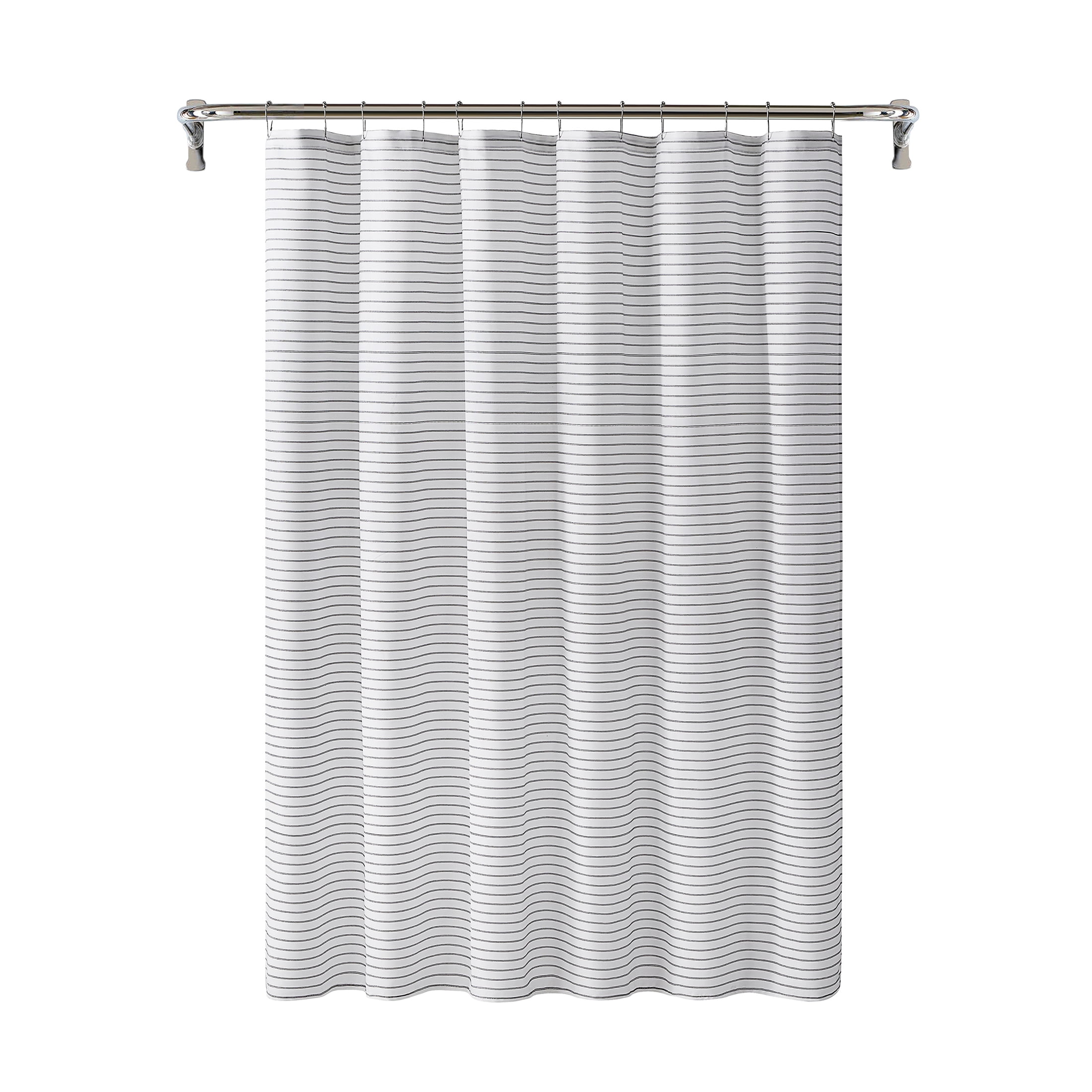 Mainstays Black and White Dotted Stripe Fabric Shower Curtain, 72" x 72 ...