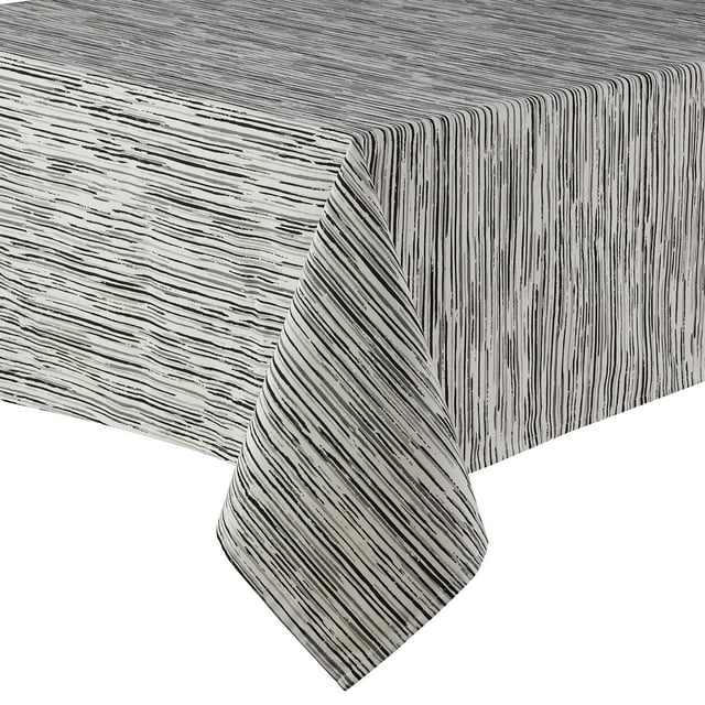 Mainstays Black and White Striped 60x102 Tablecloth Cotton Polyester ...