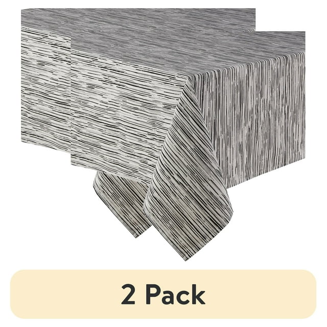 (2 pack) Mainstays Black and White Striped 60" x 102" Tablecloth ...