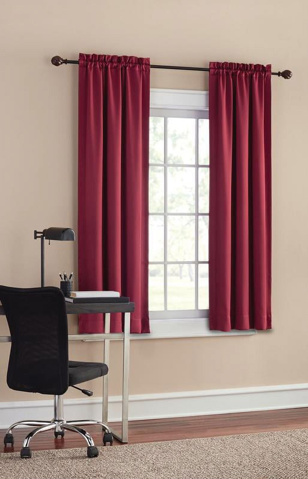 Mainstays Room Darkening Blackout Curtain Panel Pair, Brick Red, 30x63 ...
