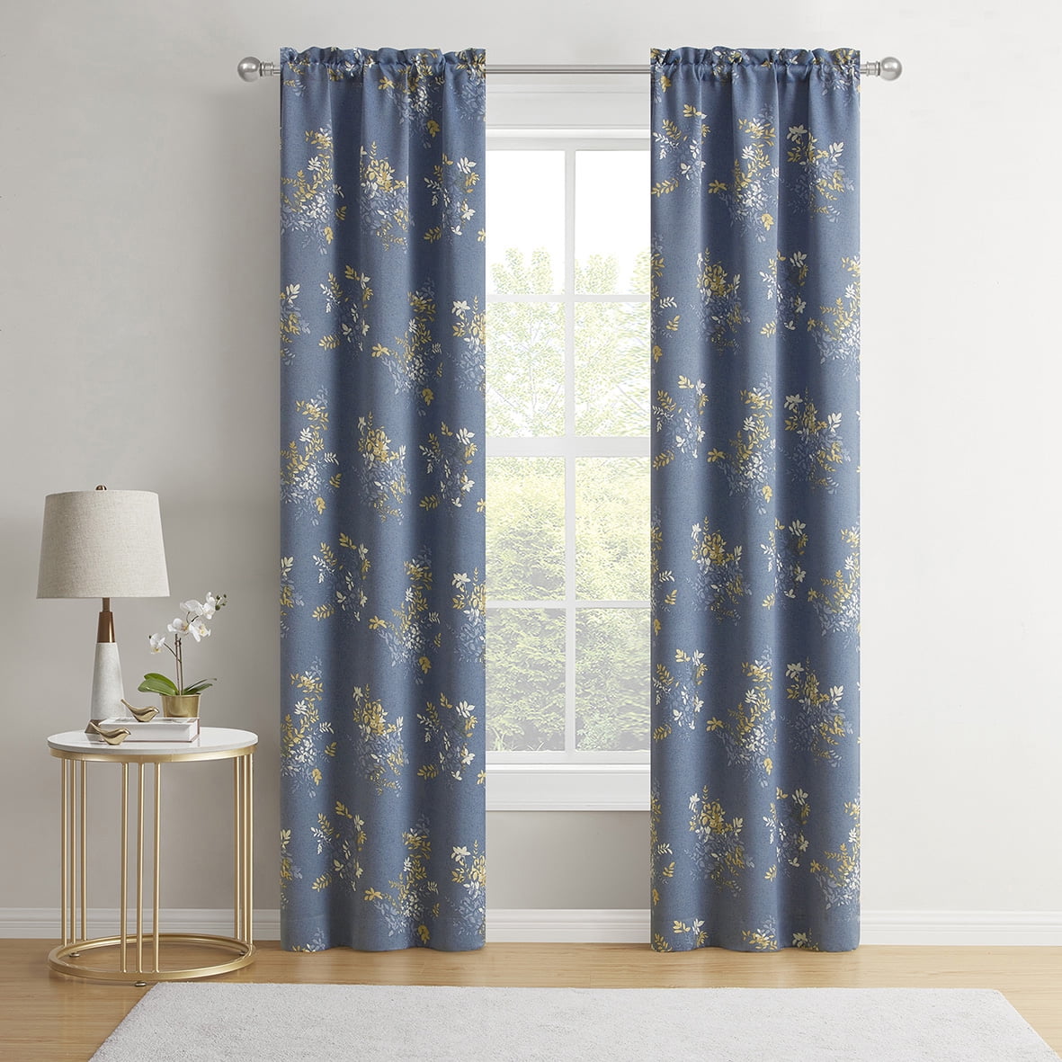 Mainstays Blackout Curtain Panels - Print Blue - Walmart.com