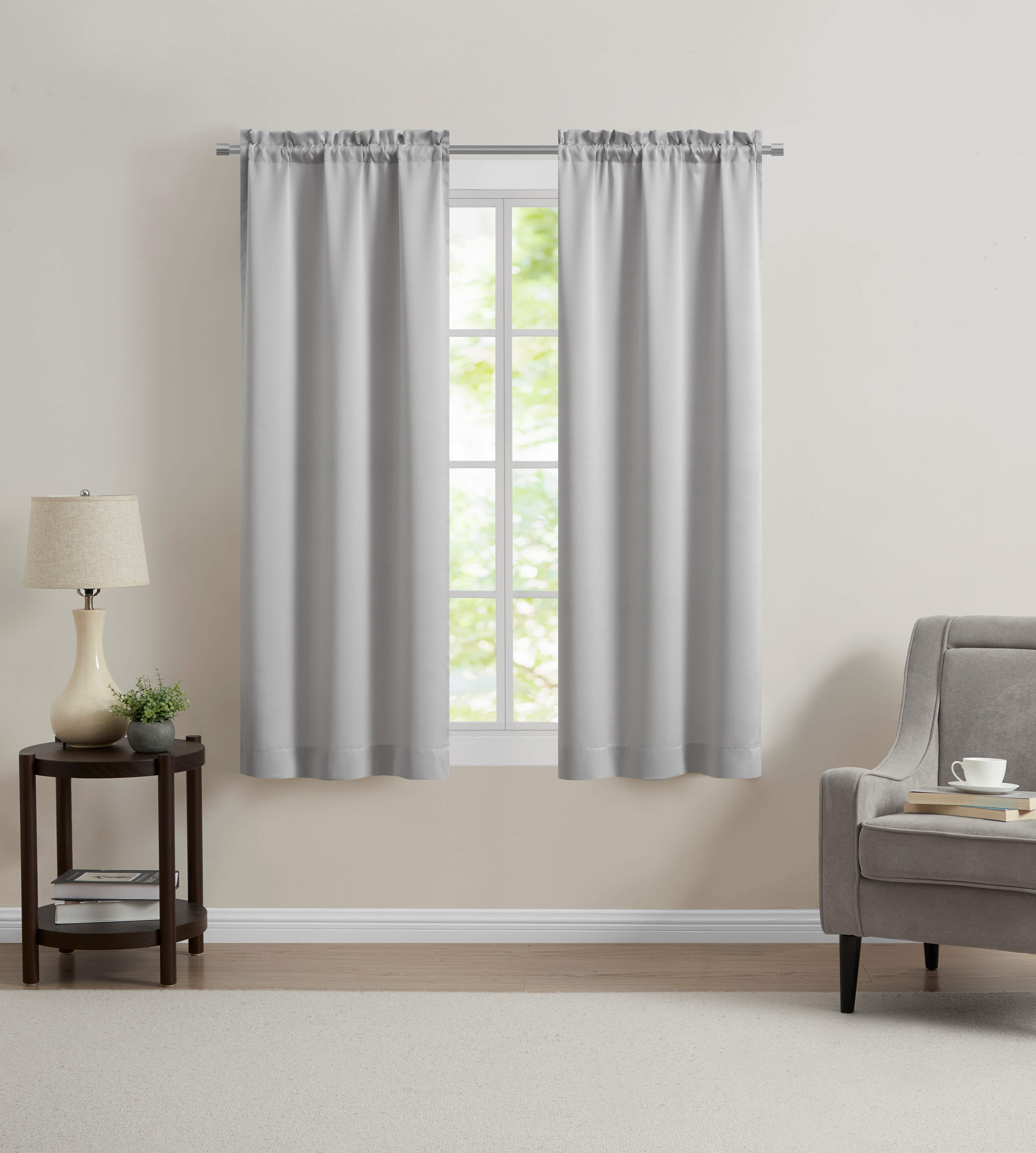 Mainstays Blackout Curtain Panel Pair, Set of 2, Gray Dawn, 30"W x 63"L ...