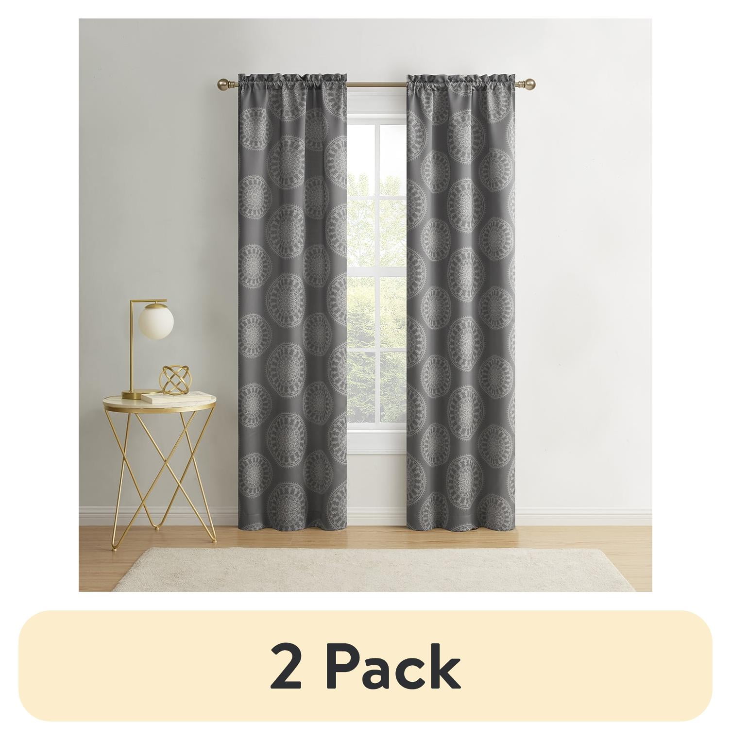 (2 pack) Mainstays Blackout Curtain Panels, Set of 2, Medallion Gray ...