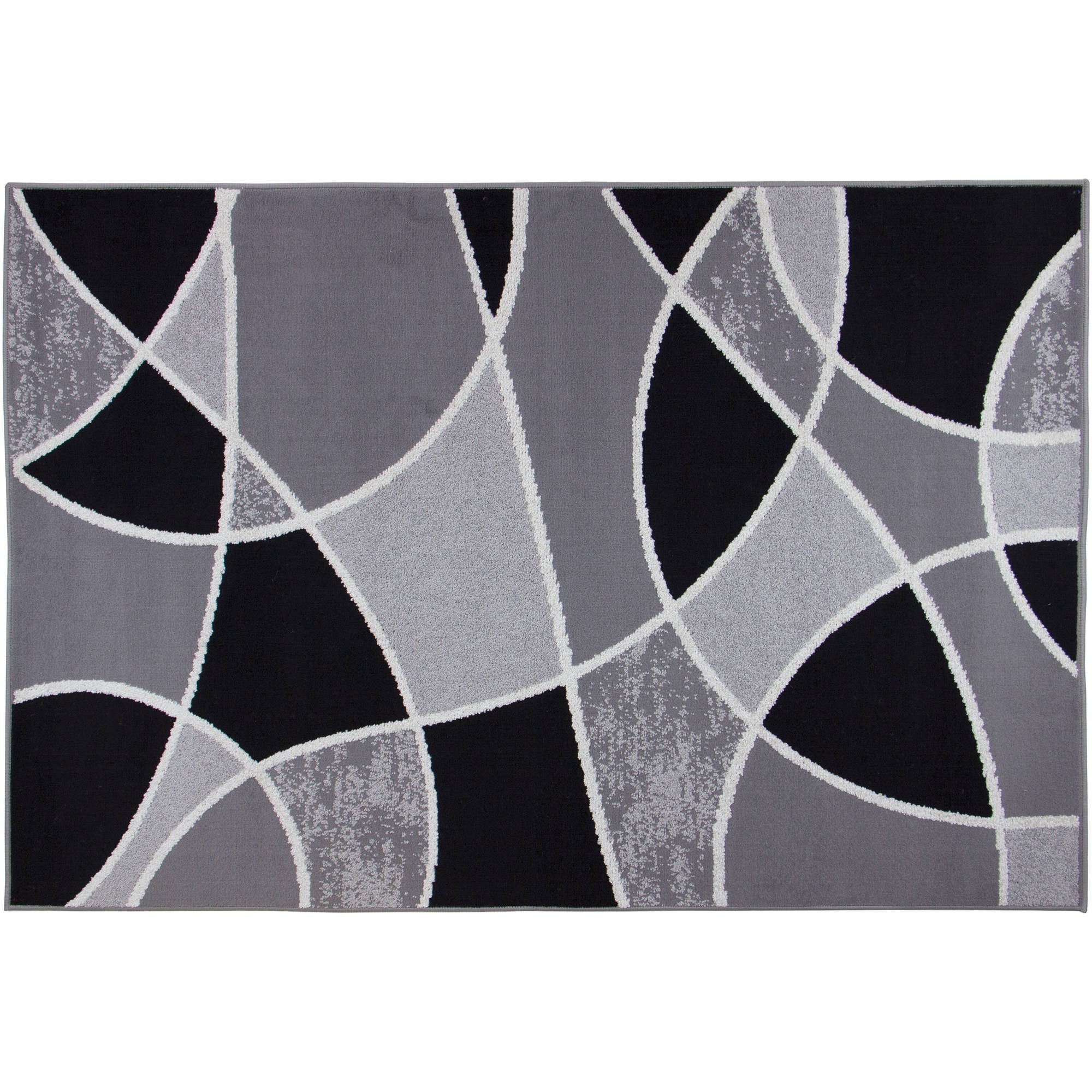 Mainstays Block Polypropylene Rug, 4'11" x 7', Black - Walmart.com