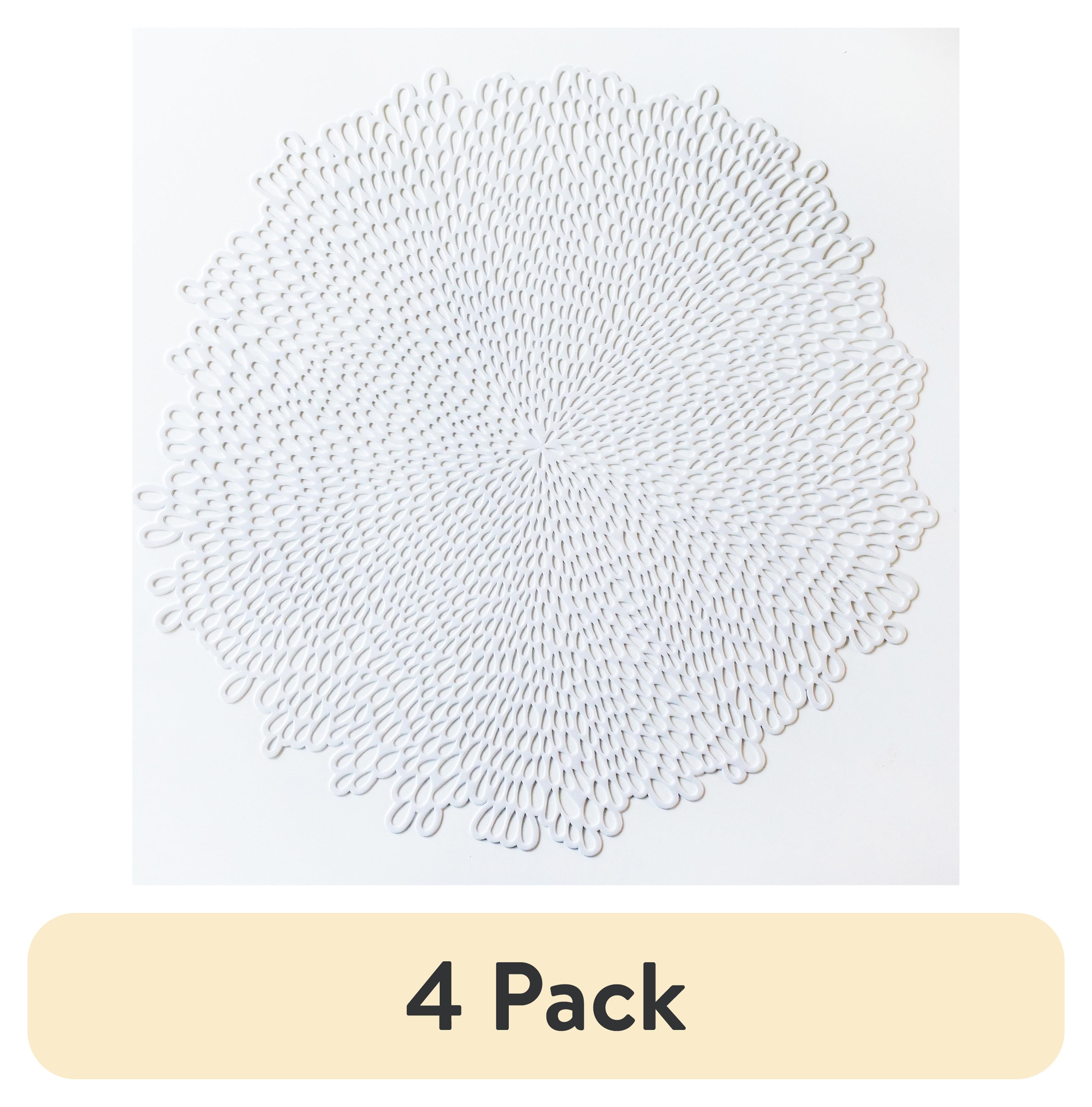 (4 pack) Mainstays Blossom Pressed Vinyl Table Placemat White 15.25" x ...