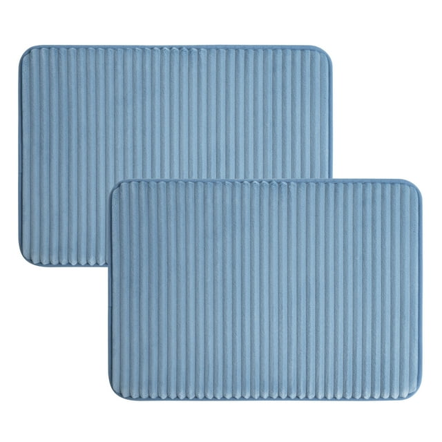 Mainstays Blue 2-Piece Performance Foam 20"x 32" Bath Rug Set - Walmart.com