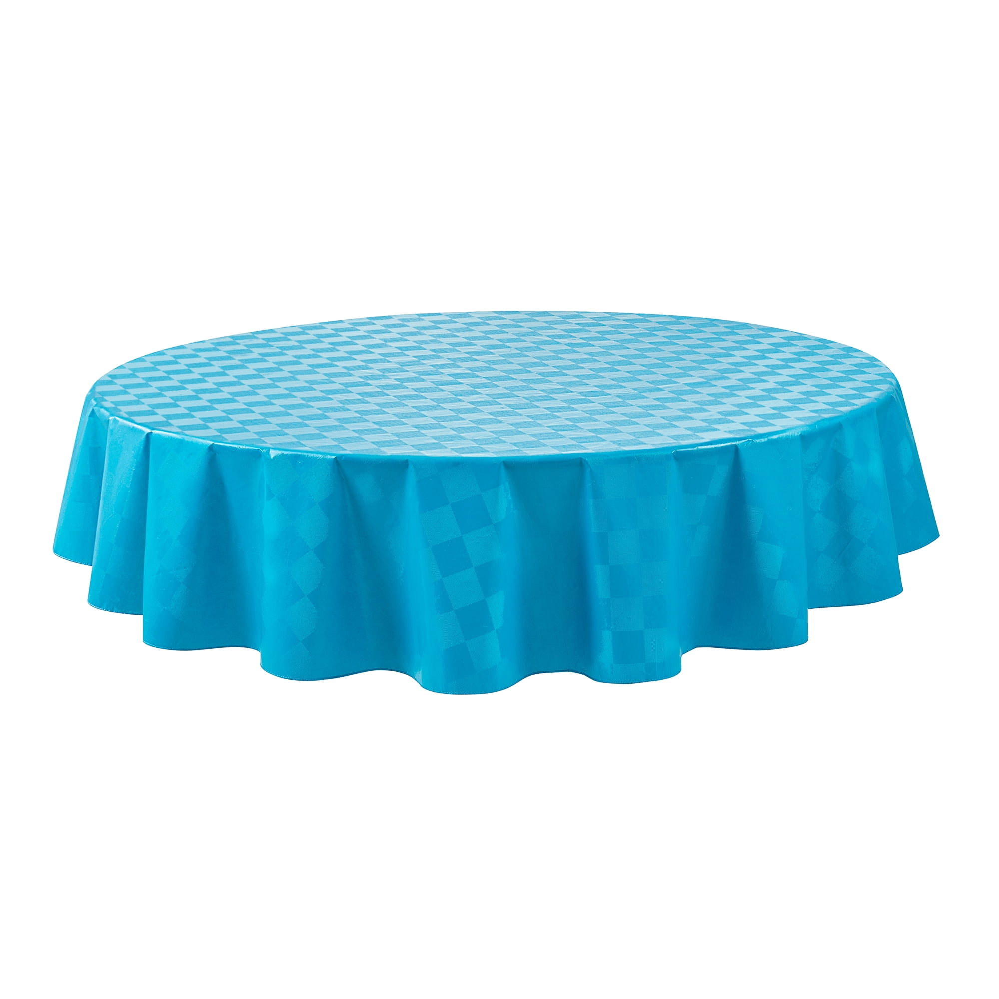 Mainstays Blue Checkered PEVA Tablecloth, Spring & Summer, 70" Round ...