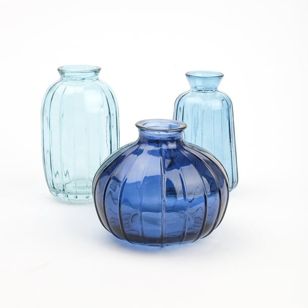 Mainstays Blue Glass 3-Piece Bud Vase Set - Walmart Business Supplies