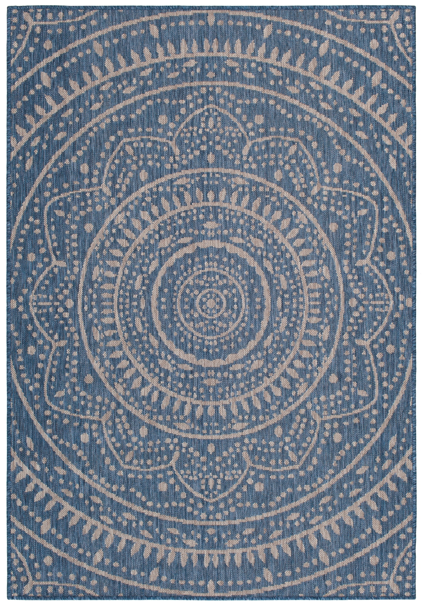 Mainstays Blue Global Medallion Outdoor Polypropylene Area Rug, 7'10 ...