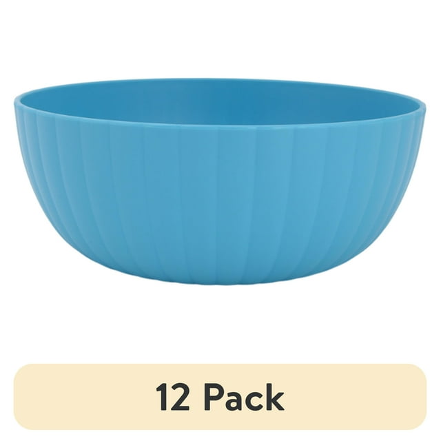 (12 pack) Mainstays - Blue Round Plastic Bowl, Ribbed, 38-Ounce ...