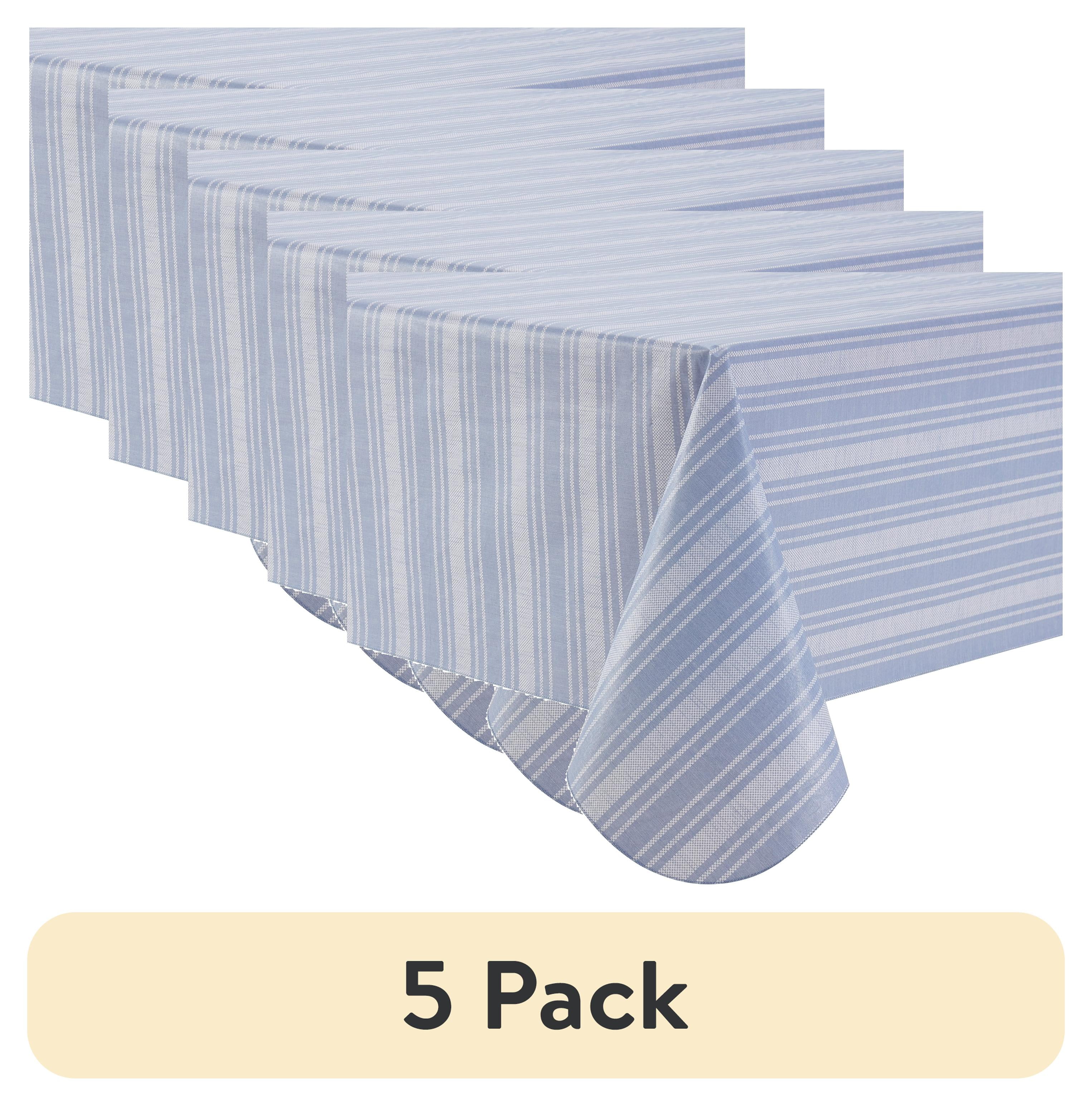 (5 pack) Mainstays Blue Striped PEVA Tablecloth 60" x 84" Rectangle ...