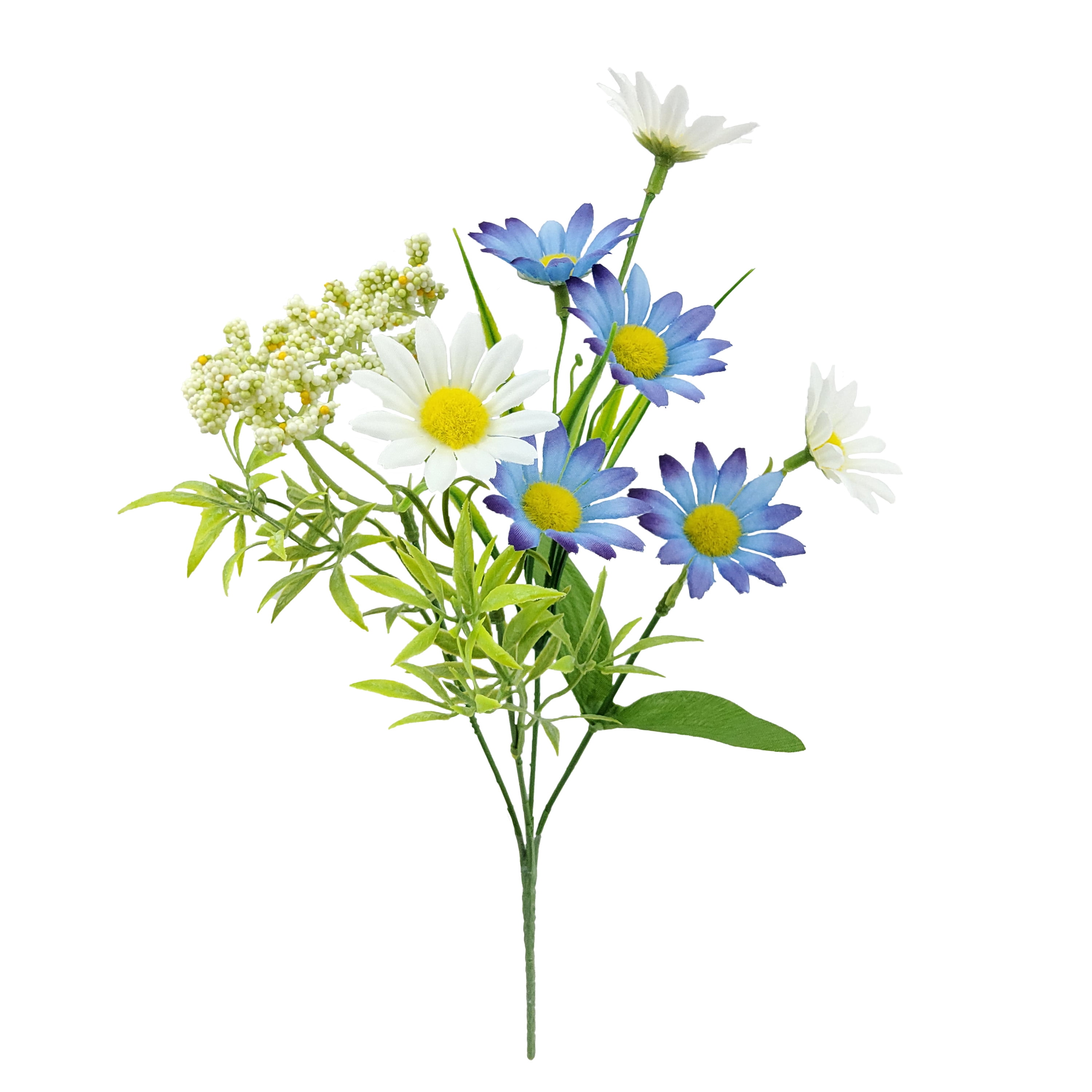 Mainstays 14-Inch Blue and White Artificial Daisy Pick for Indoor Decor ...